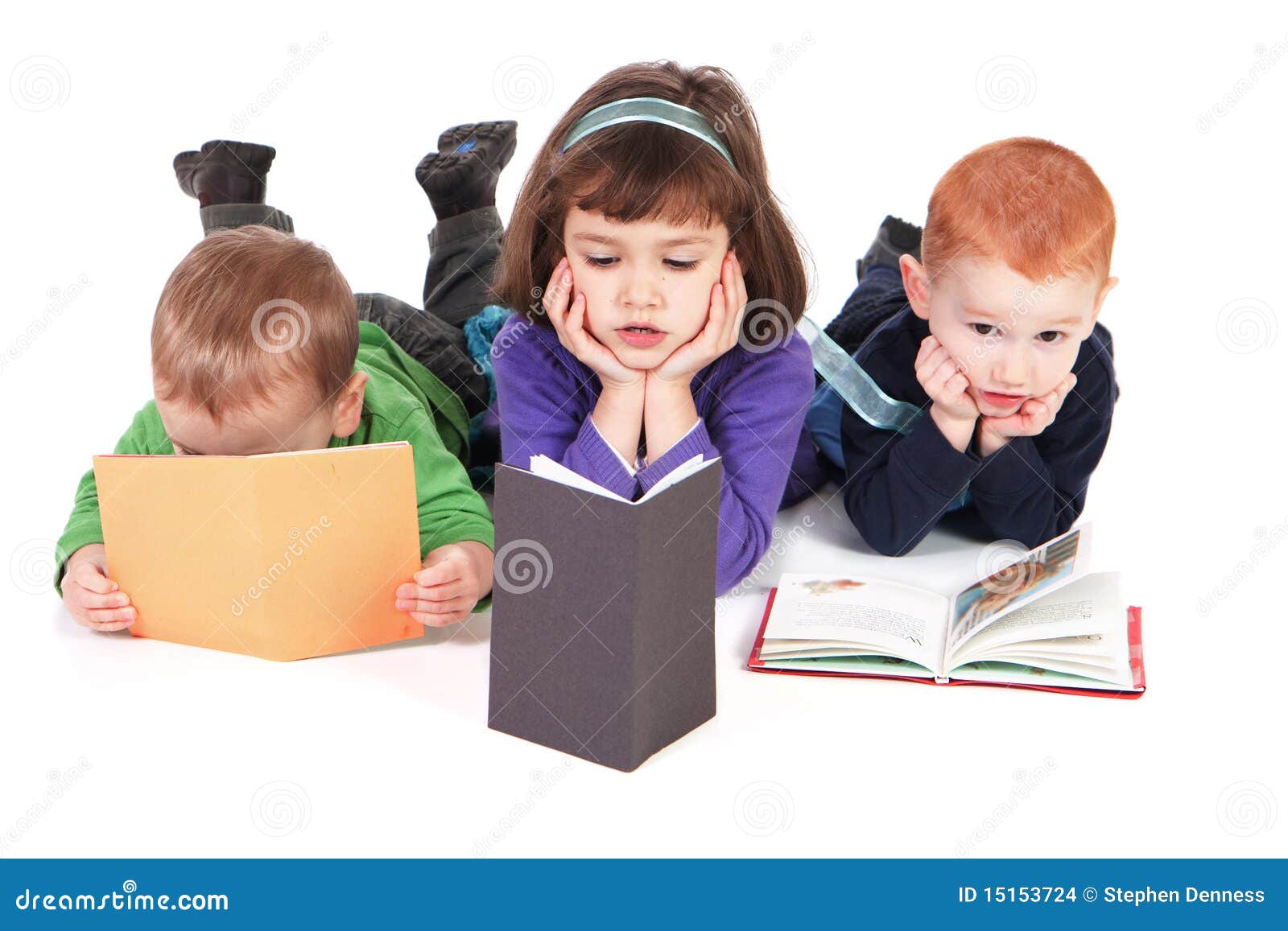 Children Reading Kids Books Isolated Stock Photo - Image of children ...