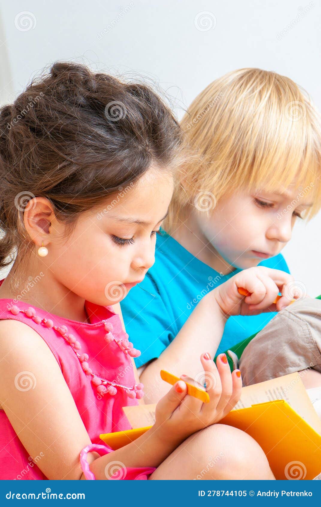 Children at a Reading Lesson in Kindergarten Stock Image - Image of ...