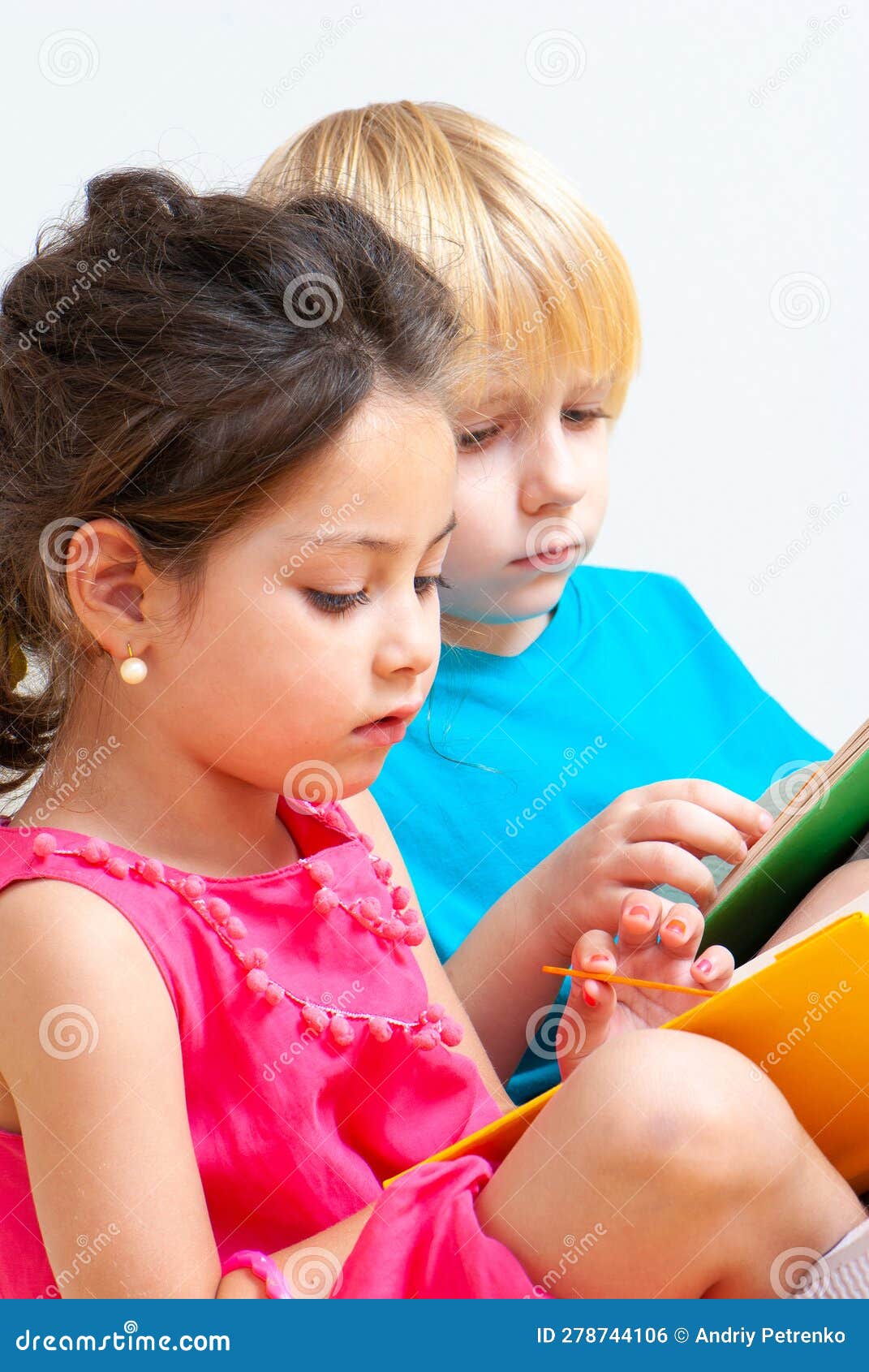 Children at a Reading Lesson in Kindergarten Stock Photo - Image of ...