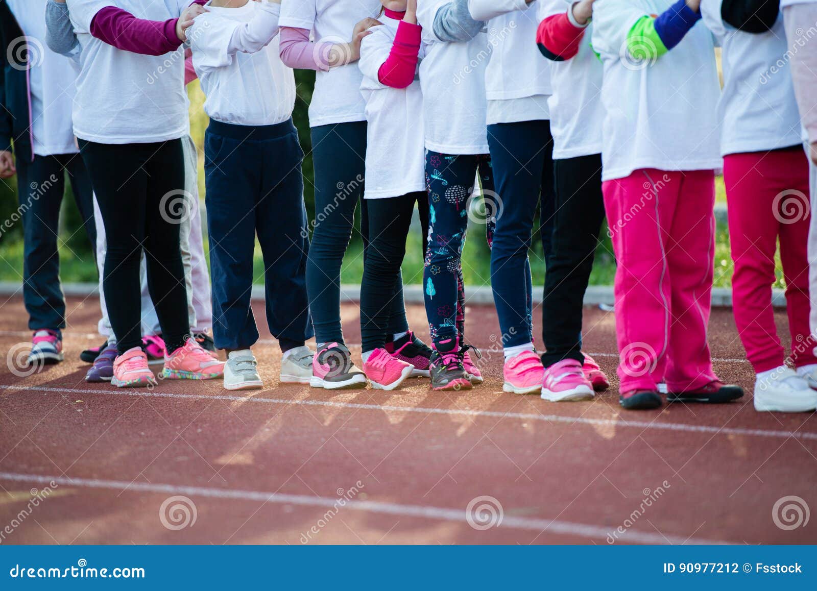 Children in Ready Position To Run on Track, Closeup Stock Photo - Image ...