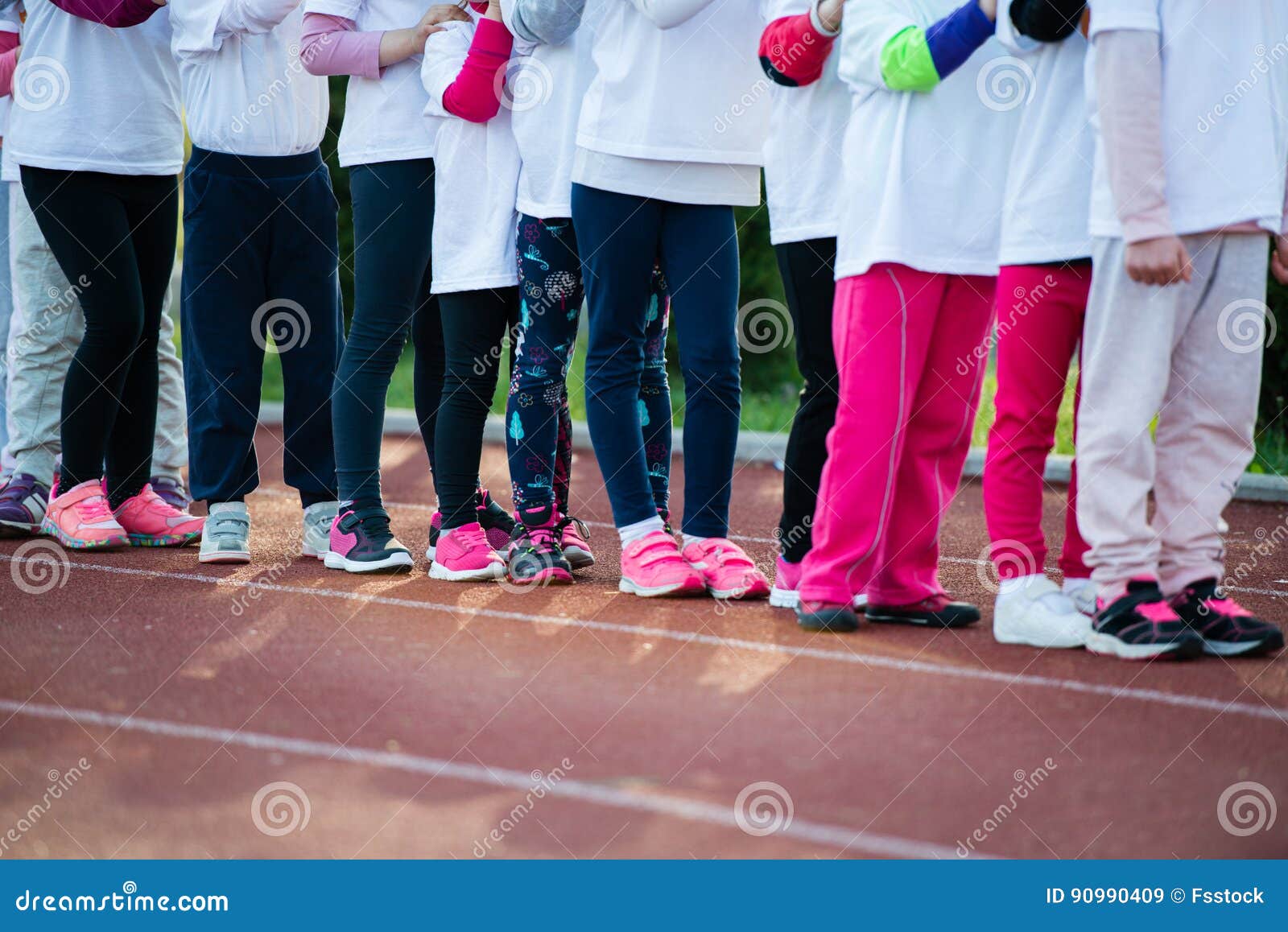 Children in Ready Position To Run on Track, Closeup Stock Image - Image ...