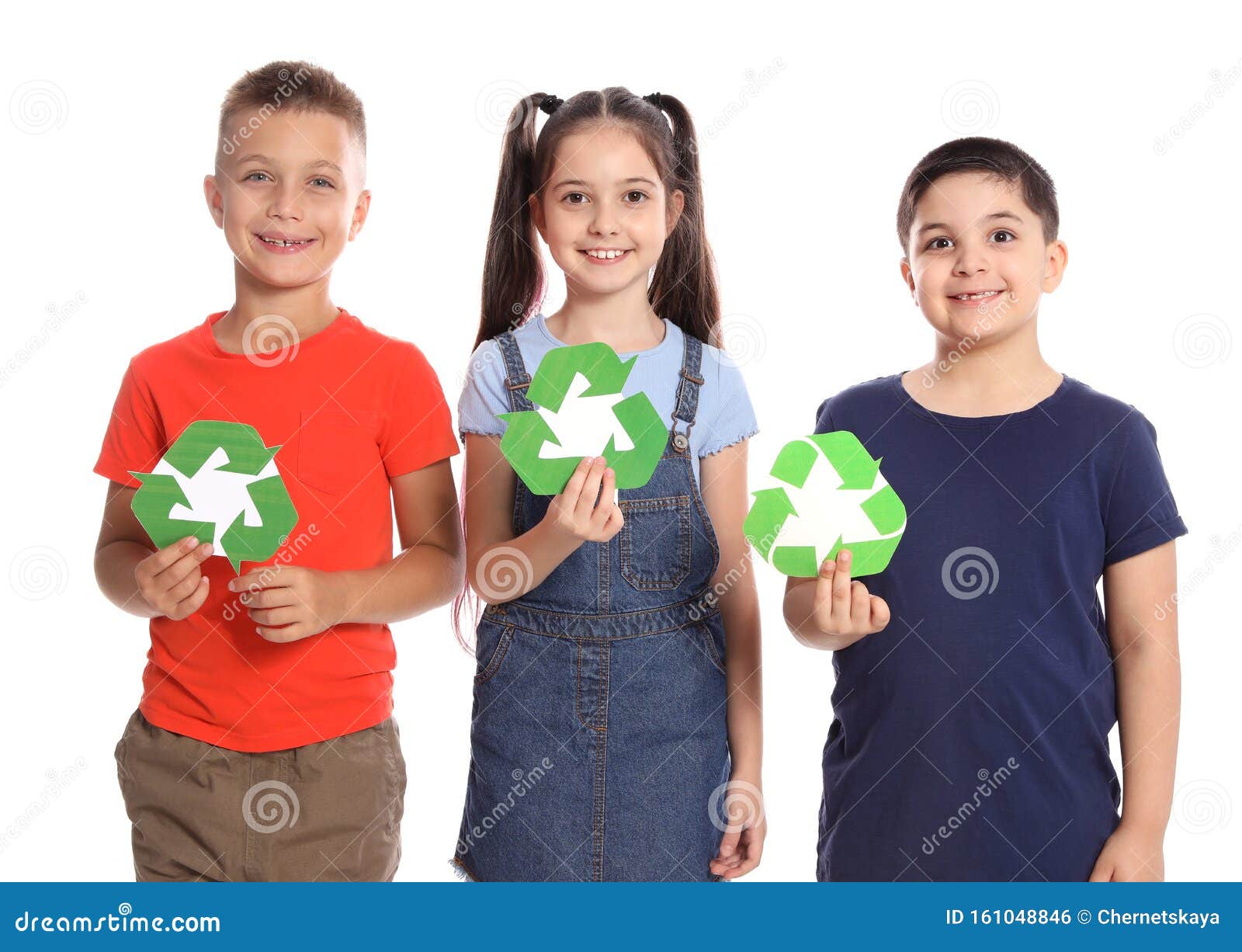 Children with Recycling Symbols on Background Stock Photo - Image of ...
