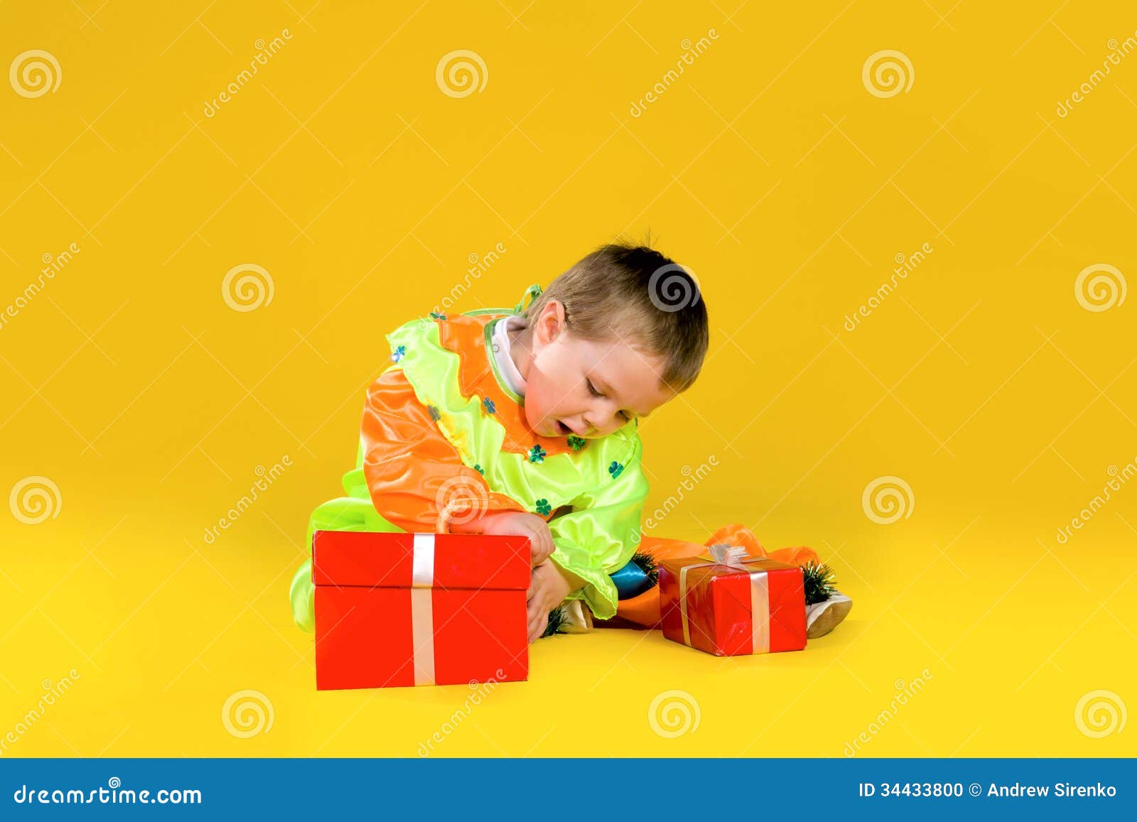 Children with red gift box stock photo. Image of holiday - 34433800