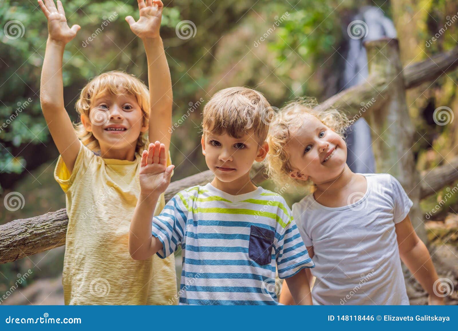 Children Rest during a Hike in the Woods Stock Photo - Image of healthy ...