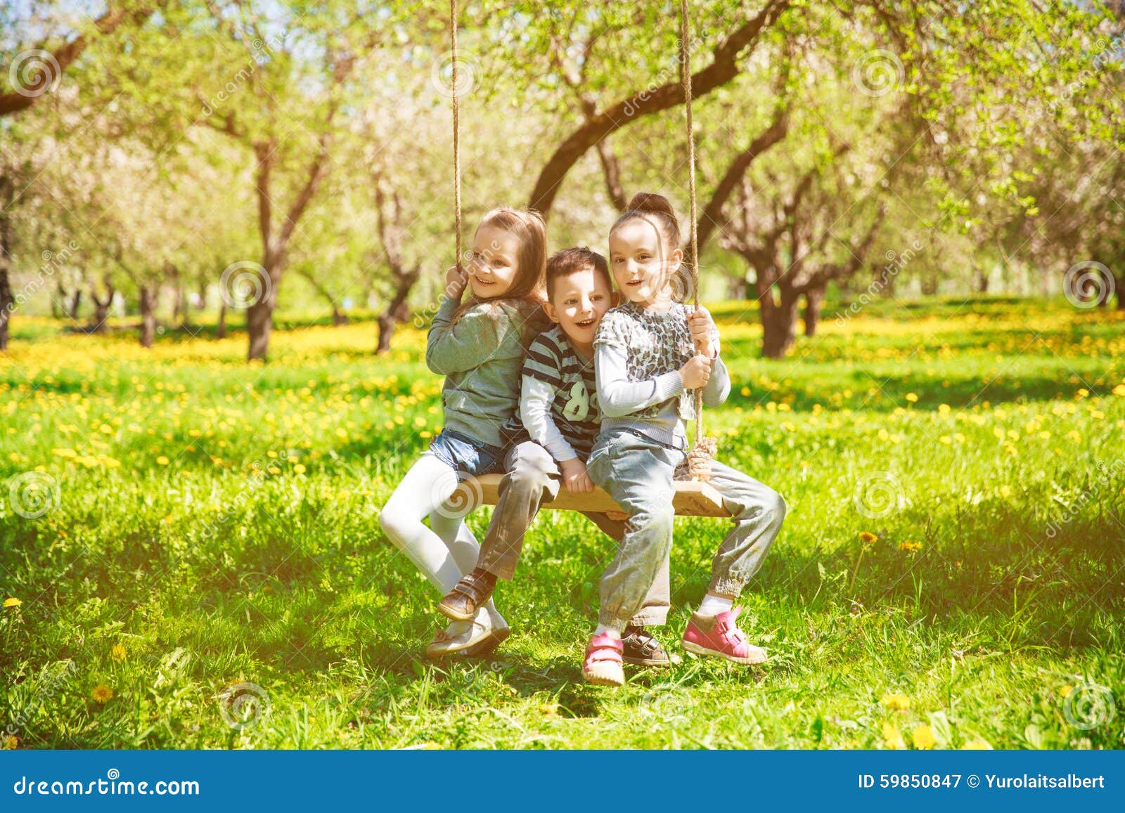 Children rest on a swing stock image. Image of domestic - 59850847