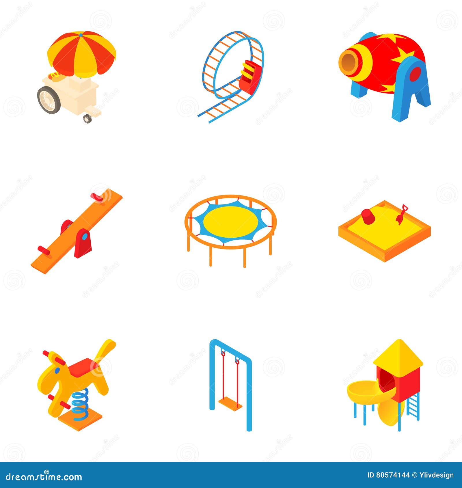 Children Rides Icons Set, Cartoon Style Stock Vector - Illustration of ...