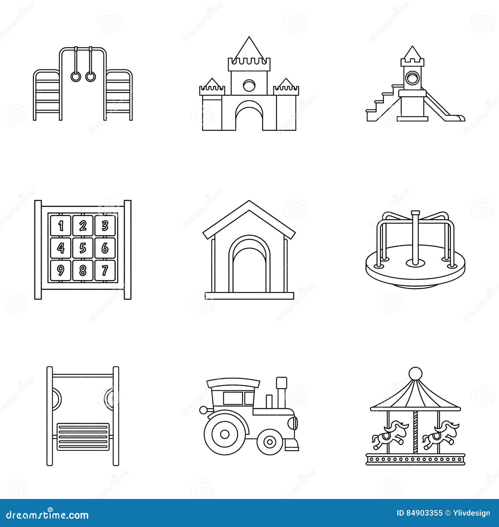 Children Rides Icons Set, Outline Style Stock Vector - Illustration of ... Children Rides Icons Set, Outline Style Stock Vector - Illustration of ...