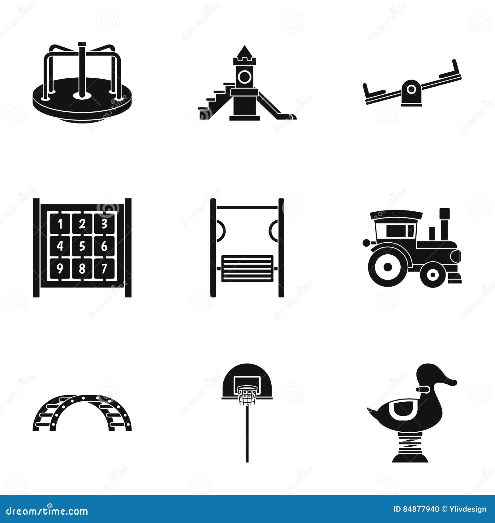 Children Rides Icons Set, Simple Style Stock Vector - Illustration of ...