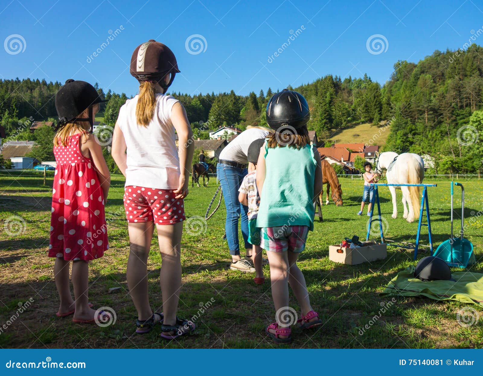 Children riding horse editorial photo. Image of scholl - 75140081
