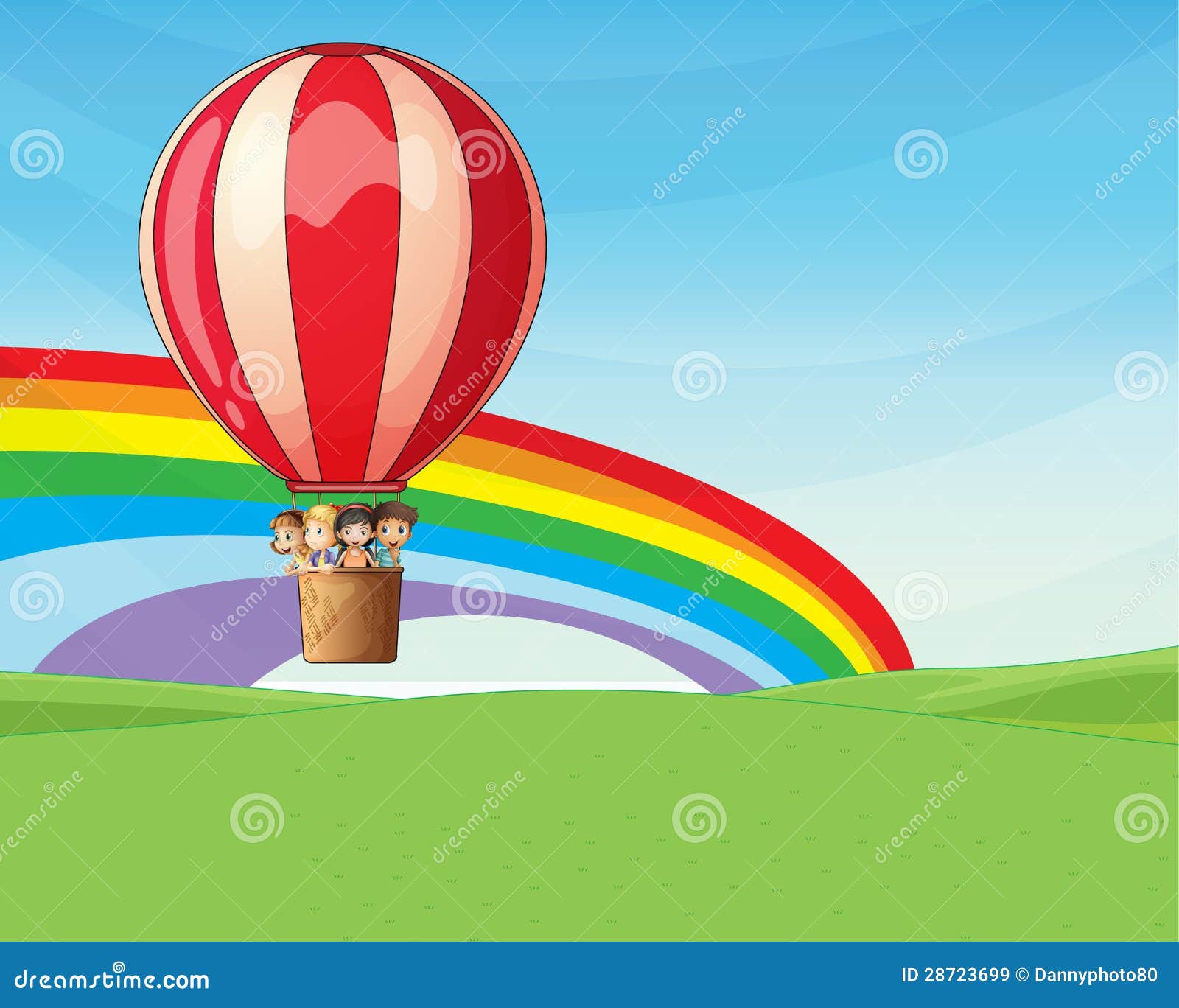 Kids Riding Big Balloon Stock Illustrations – 8 Kids Riding Big Balloon ...