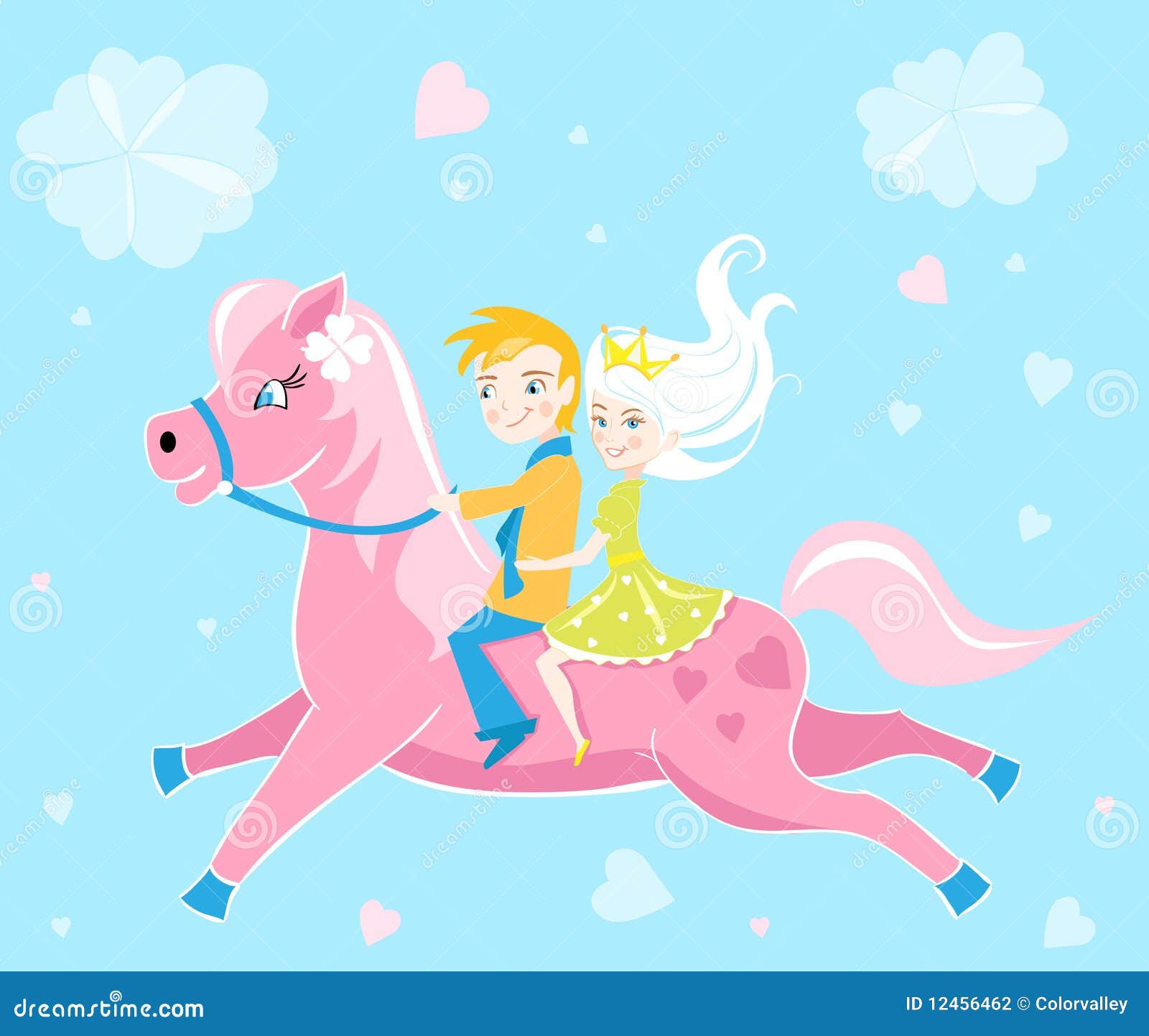 Children Riding Pony Card - Vector Illustration | CartoonDealer.com ...