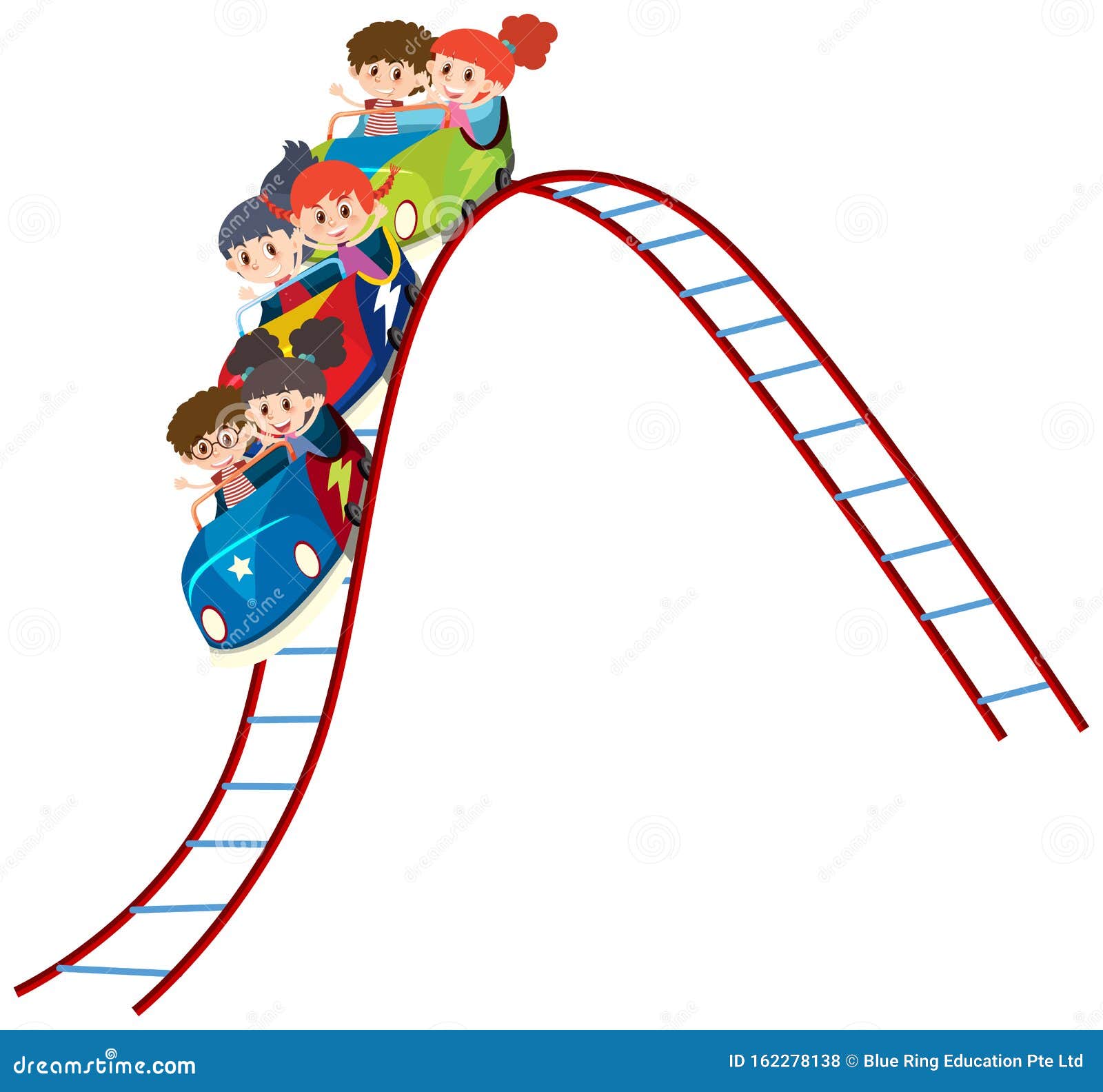 Children Riding on Roller Coaster Stock Illustration - Illustration of ...