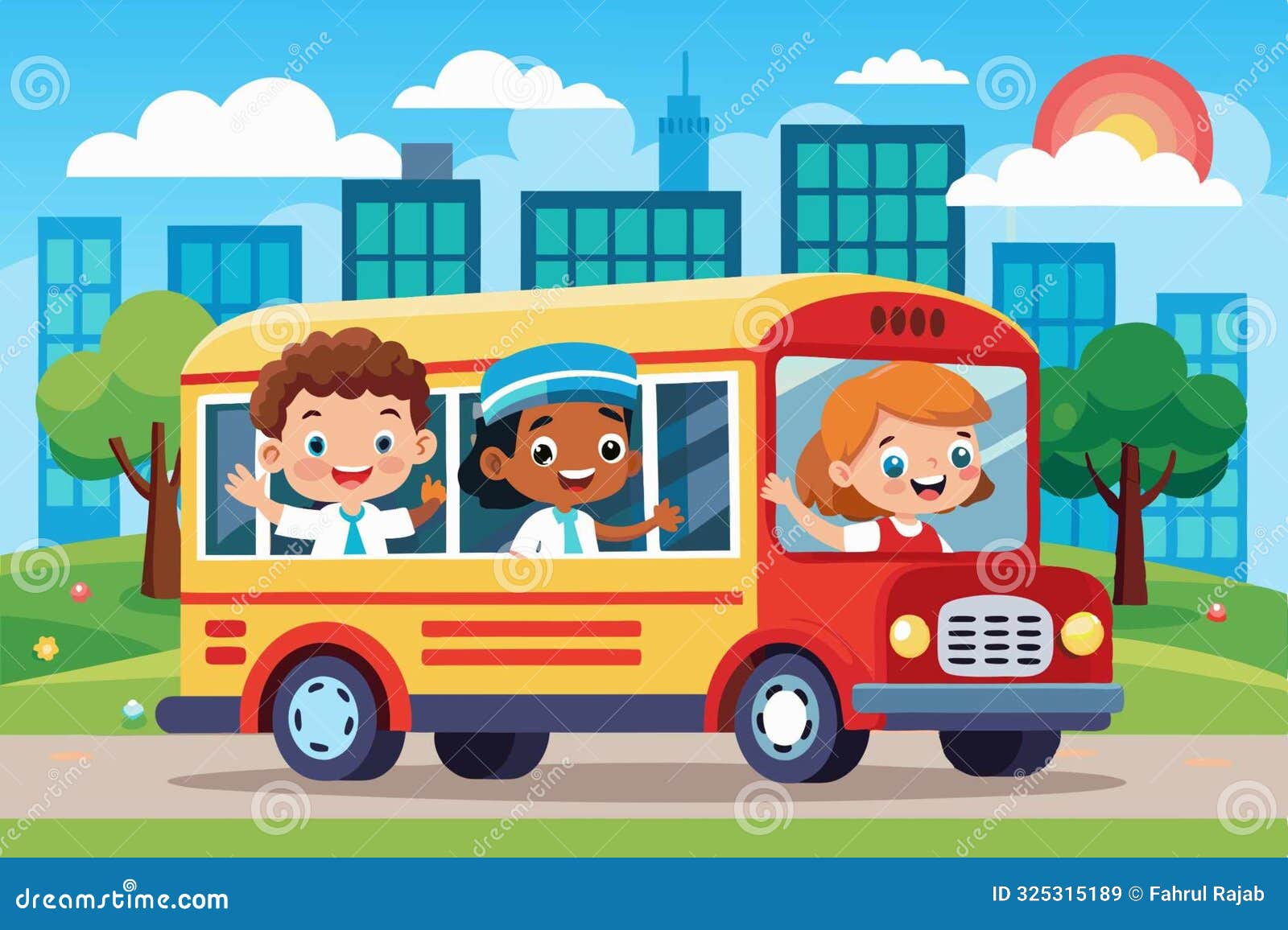 Children Riding on a School Bus Stock Vector - Illustration of ...