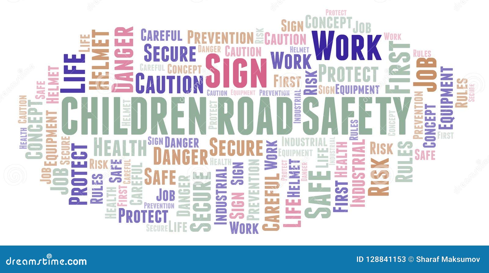 Children Road Safety Word Cloud. Stock Illustration - Illustration of ...