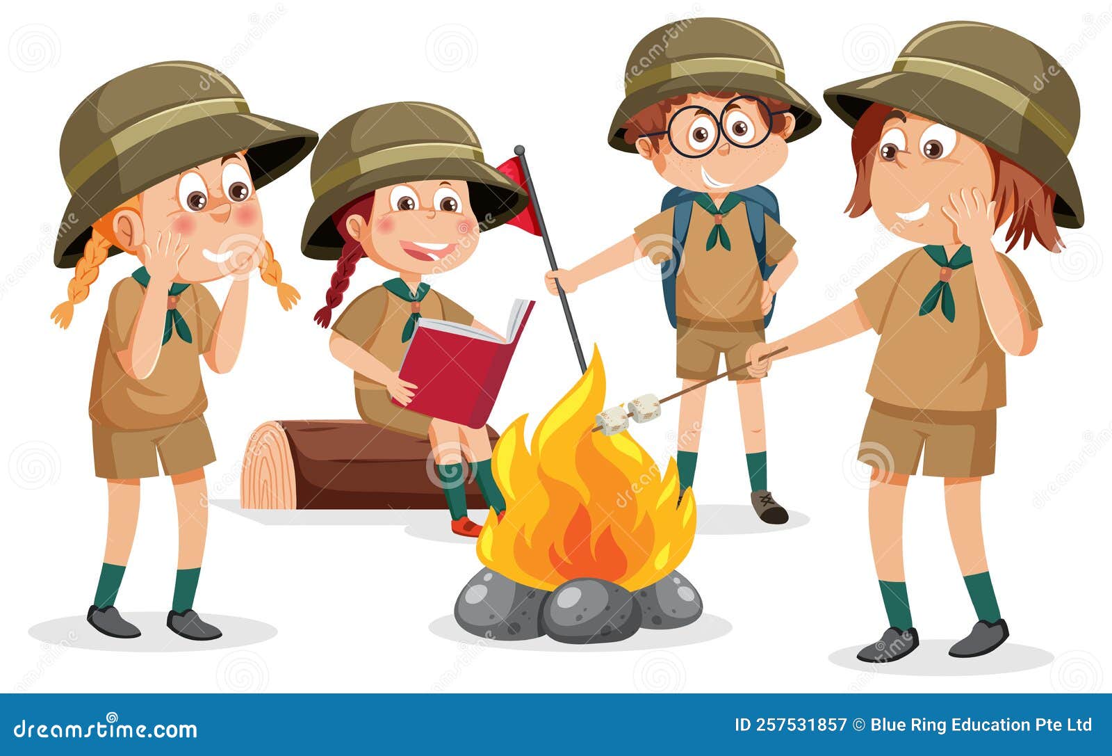 Children Roasting Marshmallow Vector Stock Vector - Illustration of ...
