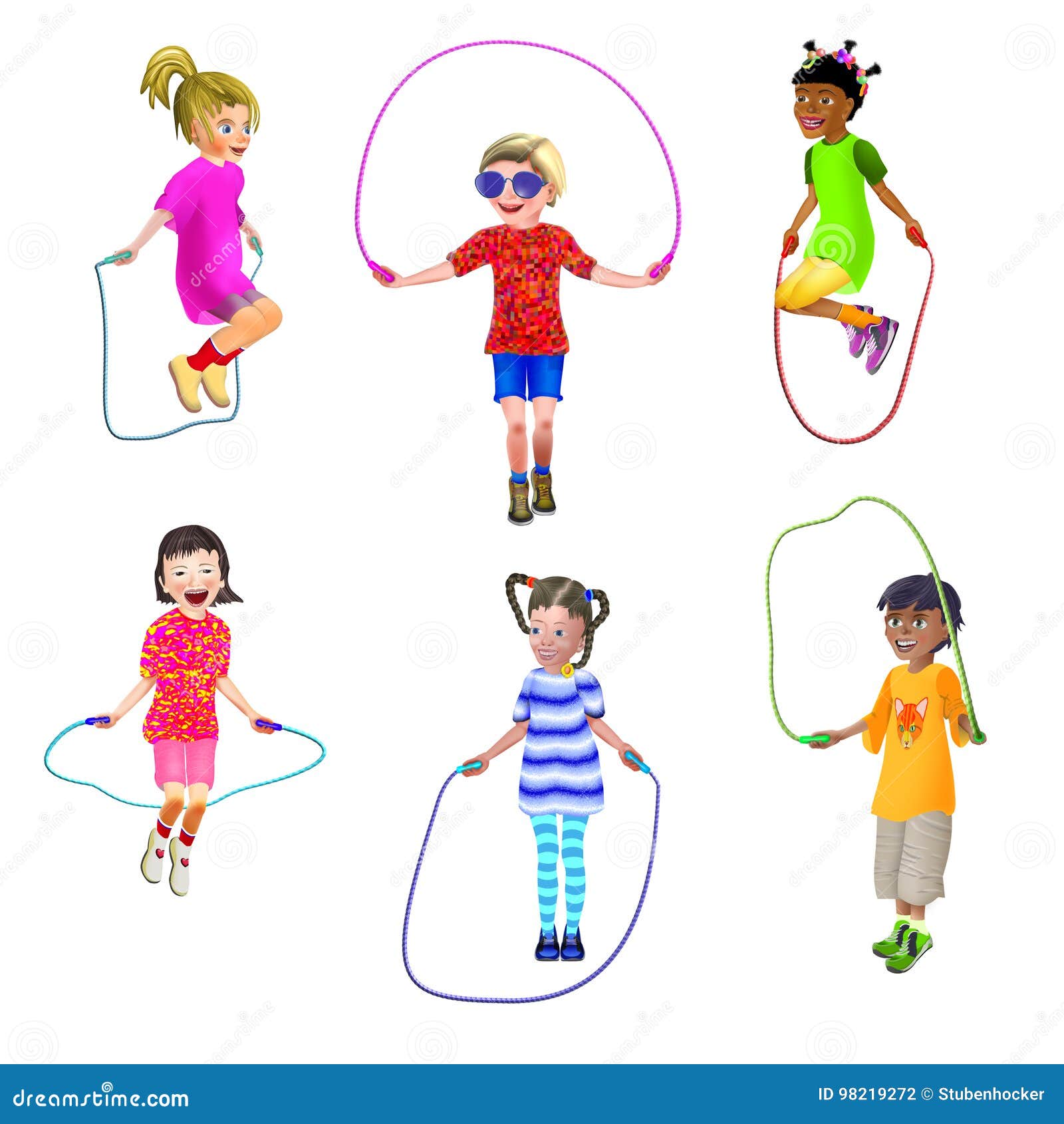 6 children roping jump stock photo. Illustration of diversity - 98219272