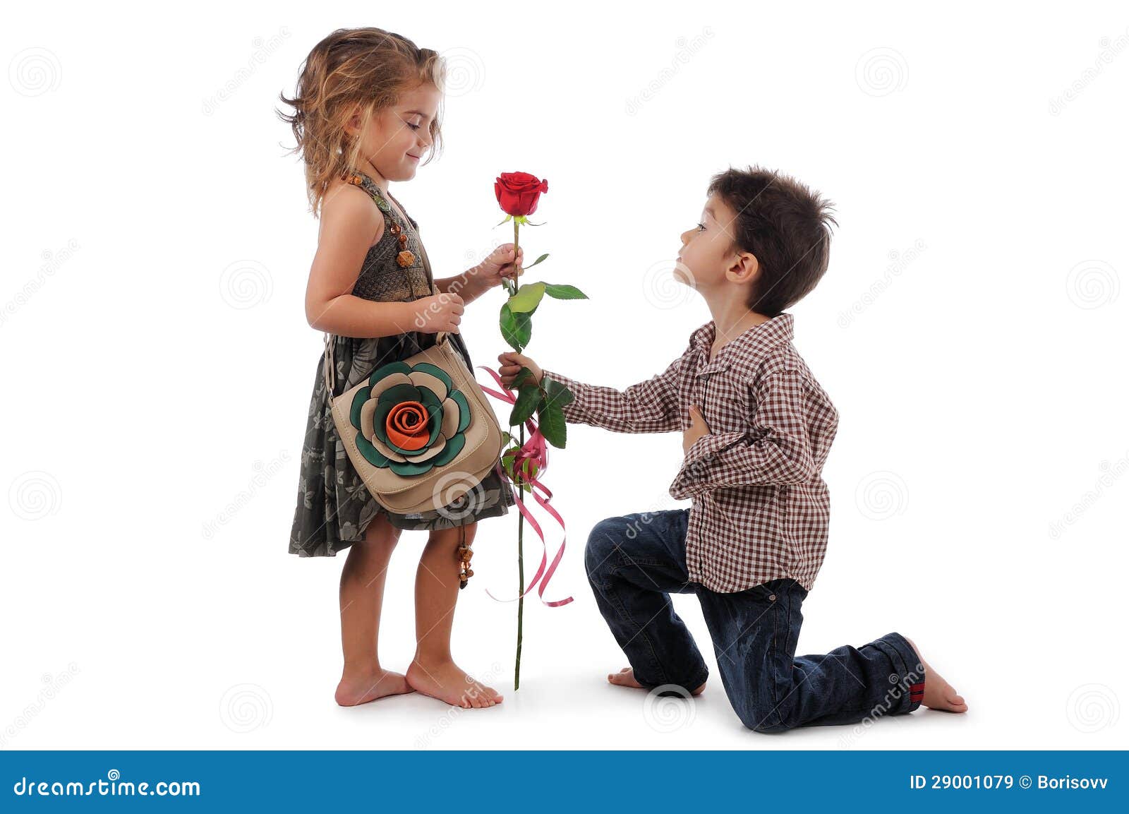 Children with rose stock image. Image of gift, color - 29001079