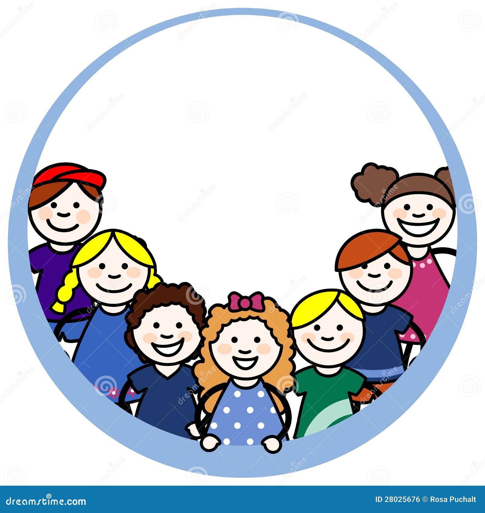 Children in round frame stock vector. Illustration of person - 28025676