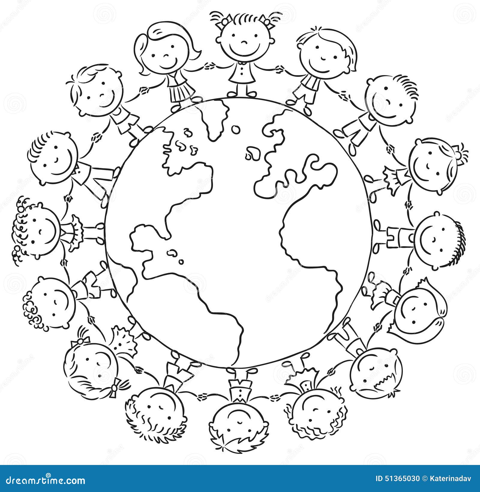 Children Around The World Clipart Black And White