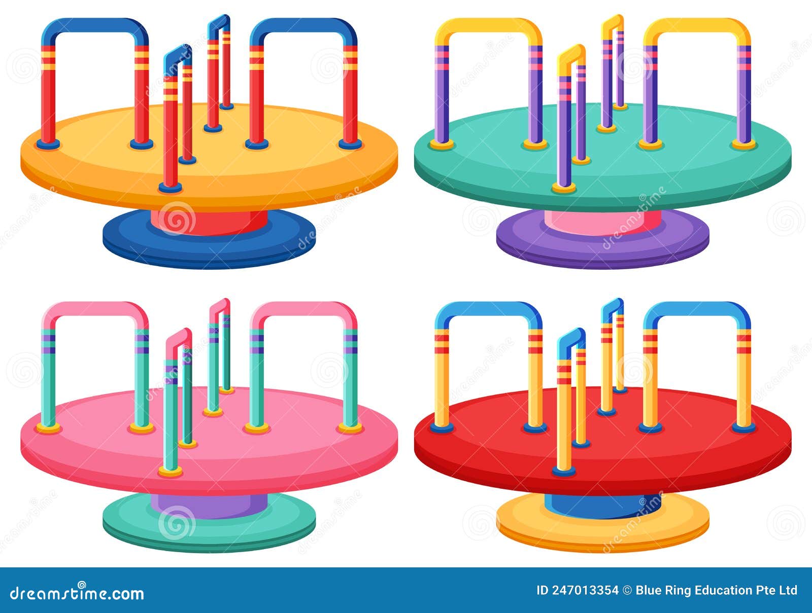 Children Roundabout Playground Cartoon Stock Vector - Illustration of ...