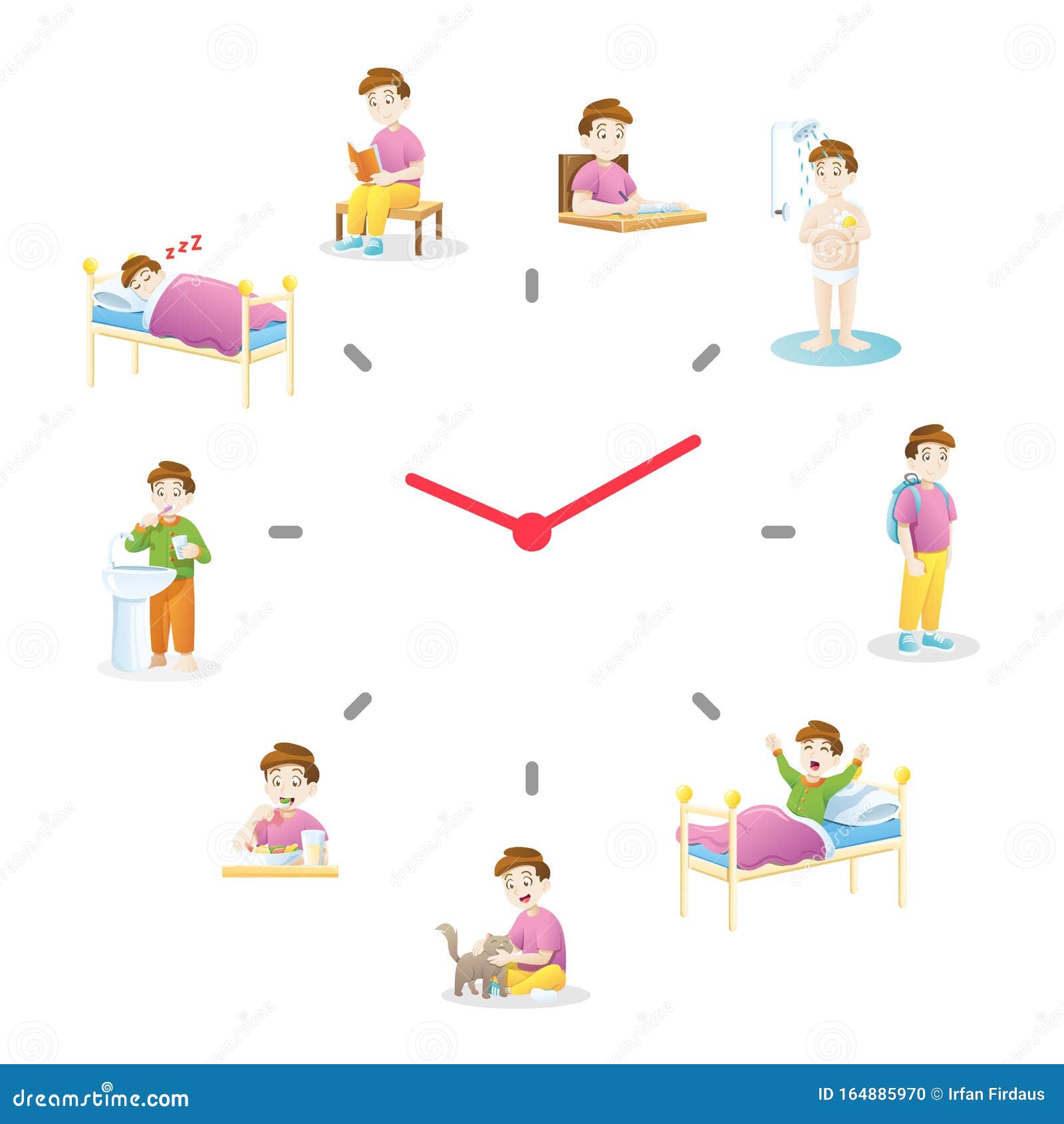 Children daily Routine Activities Stock Vector - Illustration of happy ...