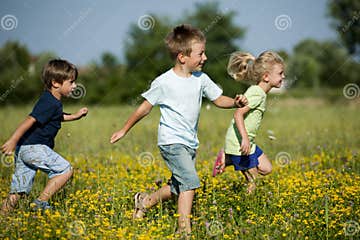 Children running stock image. Image of cheerful, spring - 15351877