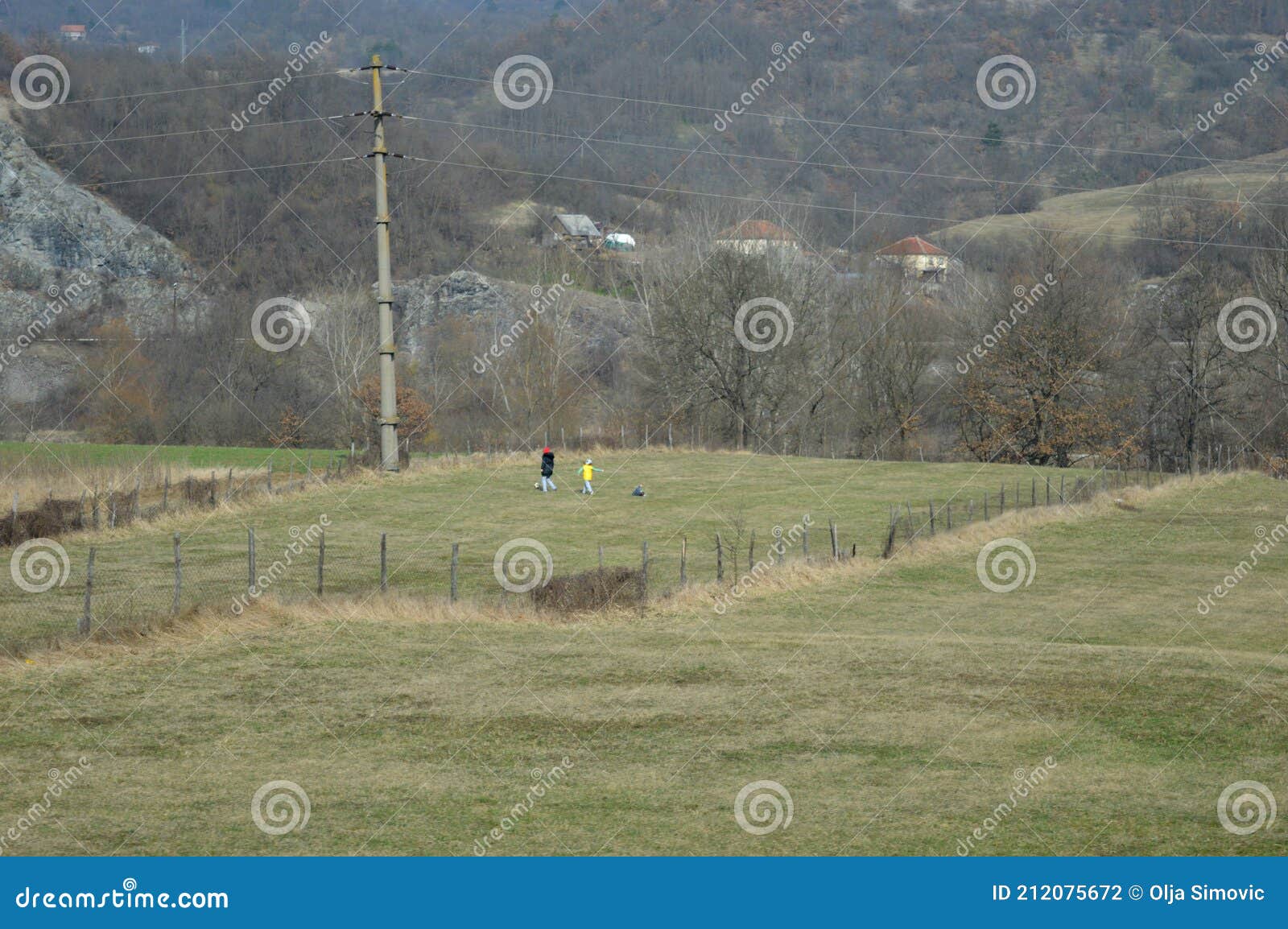 Children are Running Around the Field Stock Photo - Image of running ...