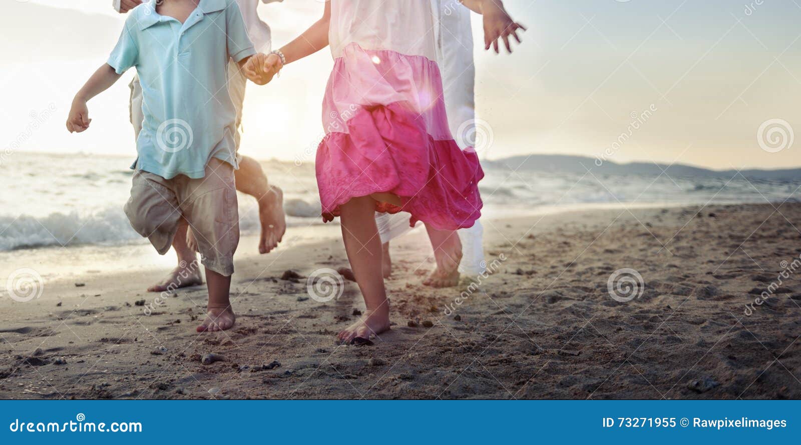 Children Running on the Beach Concept Stock Image - Image of beach ...