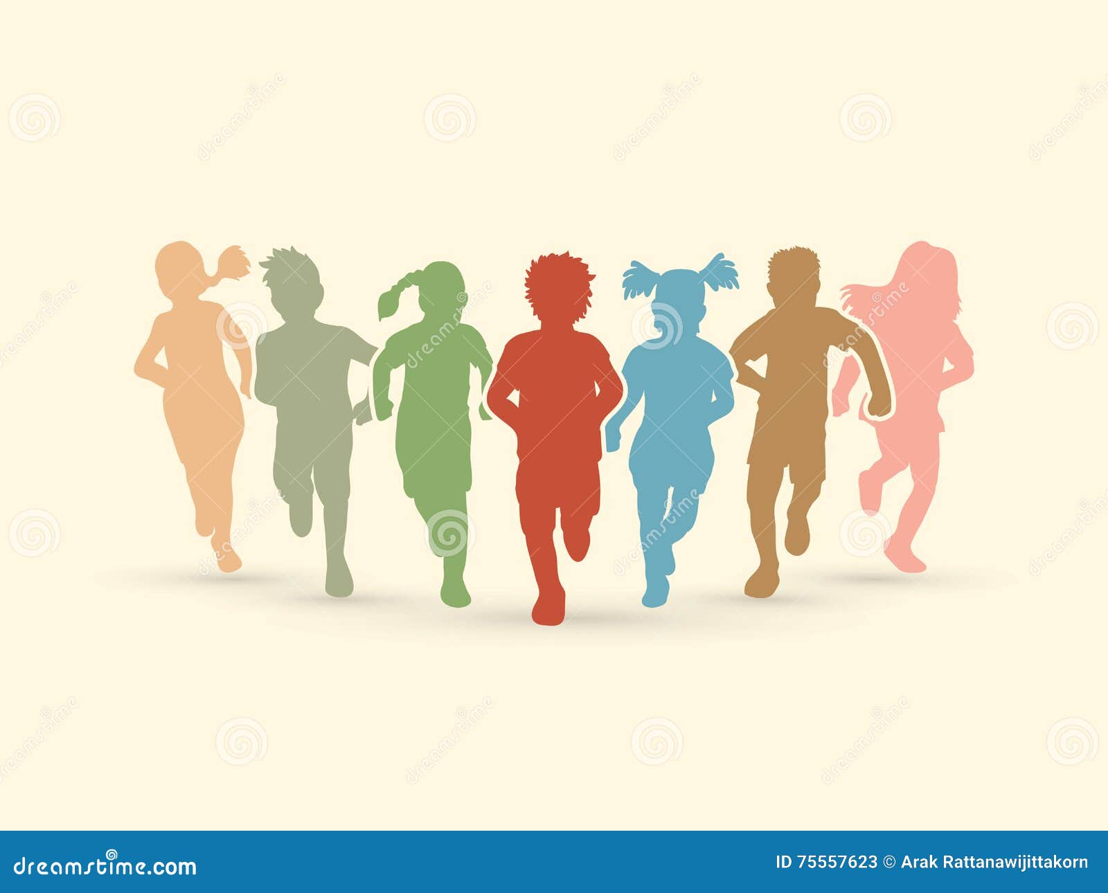 Children Running stock vector. Illustration of group - 75557623