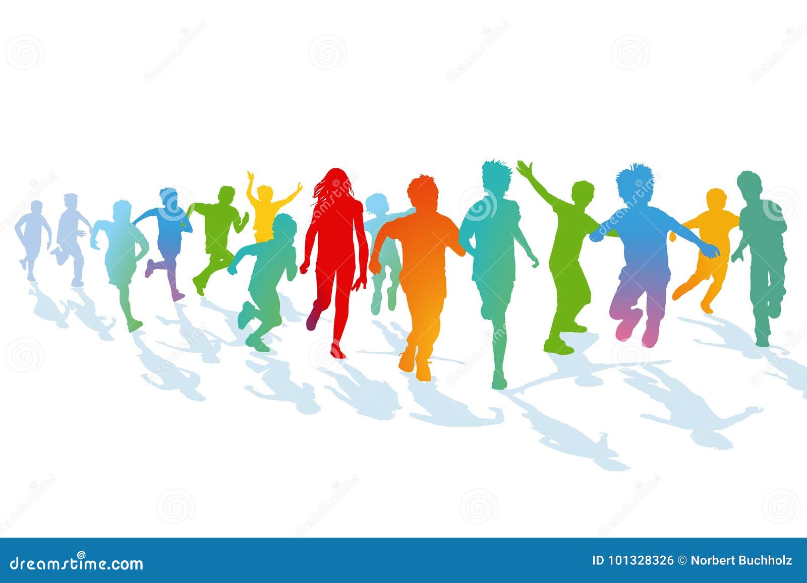 Children Running Graphic Vector Illustration | CartoonDealer.com #87644982