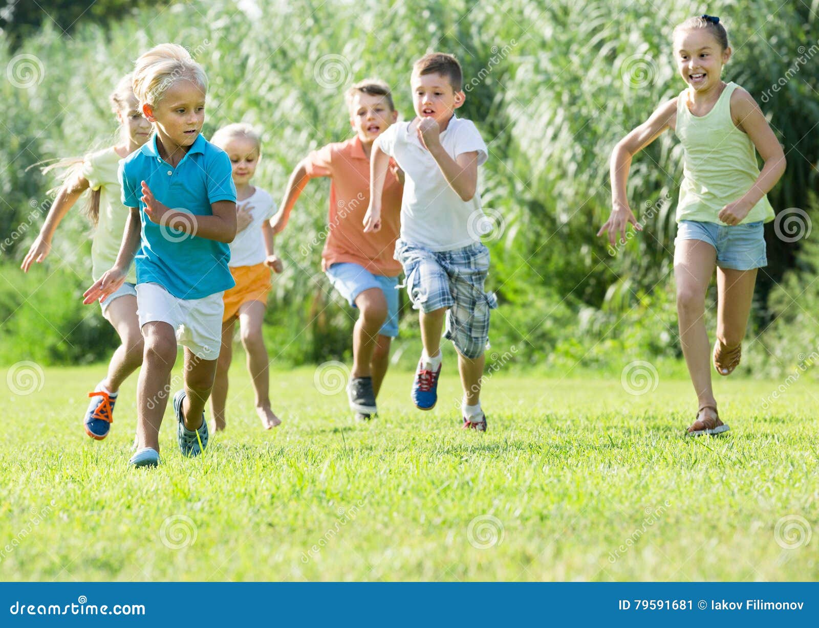 Children running in park stock image. Image of female - 79591681
