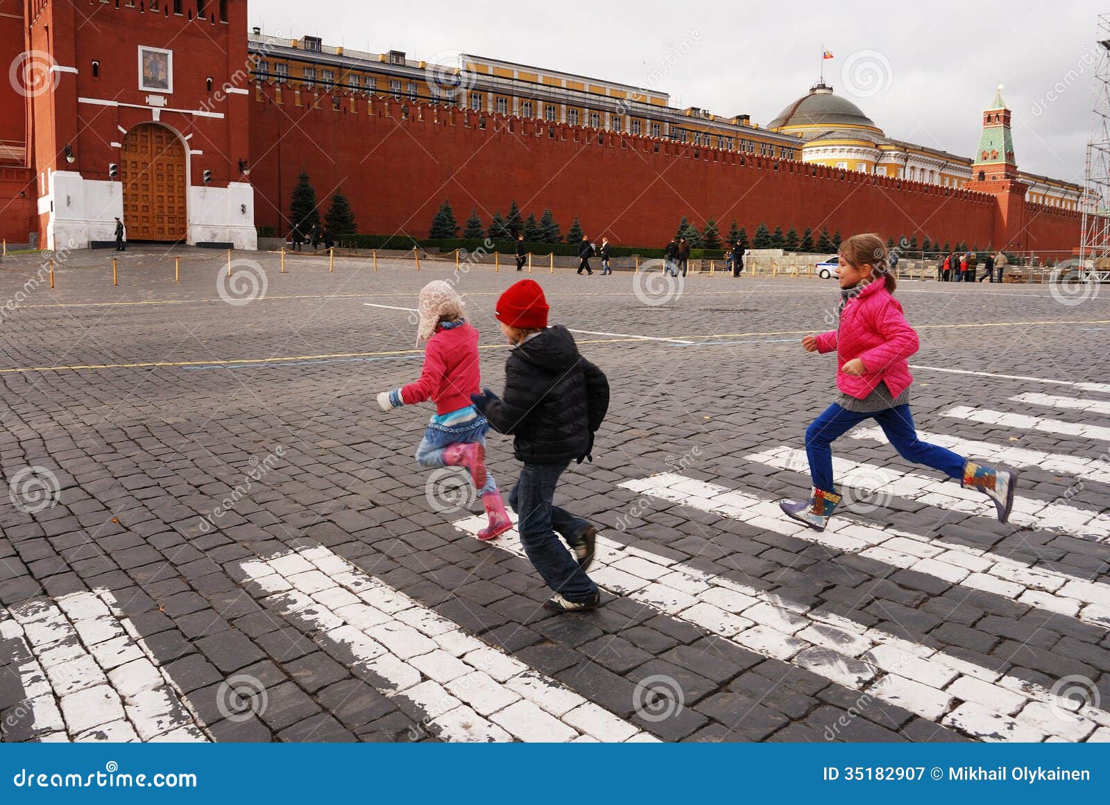 Children Running at the Red Square, Moscow Editorial Photography ...