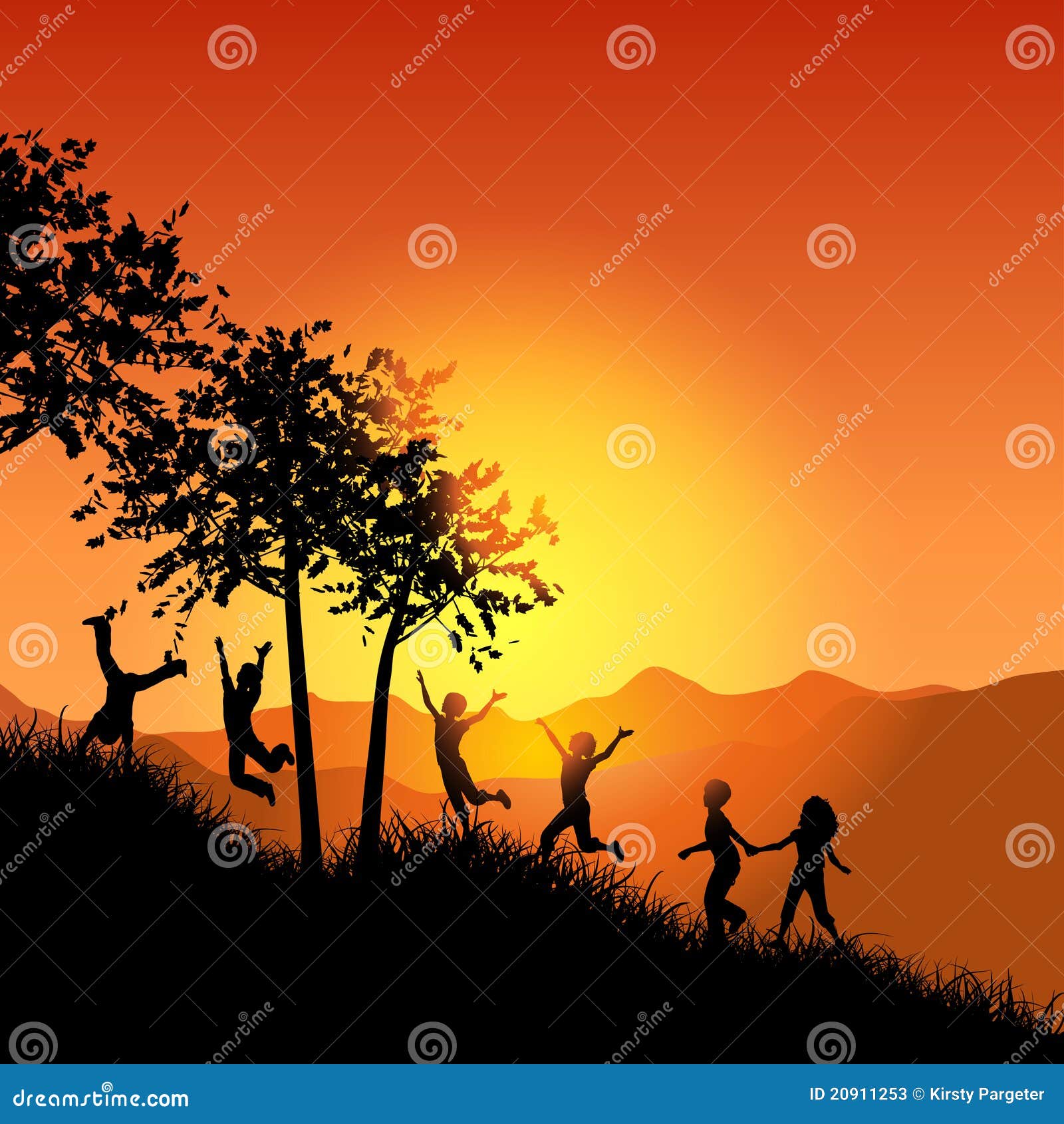 Children Running Graphic Vector Illustration | CartoonDealer.com #87644982