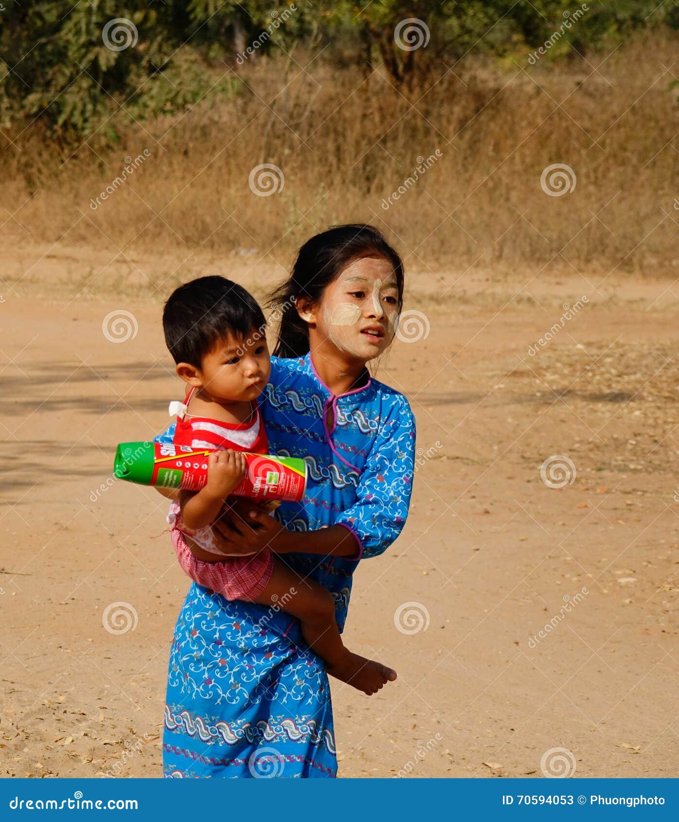 Children on Rural Road in Bagan, Myanmar Editorial Stock Photo - Image ...