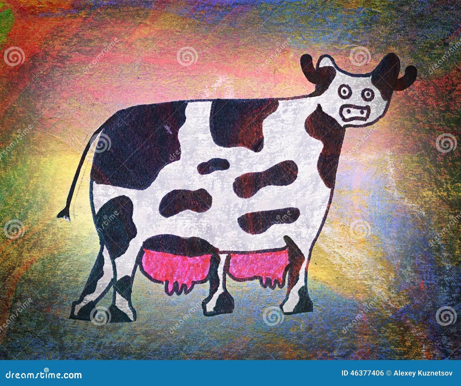 Children rysunek krowa ilustracji. Ilustracja złożonej z milka - 46377406