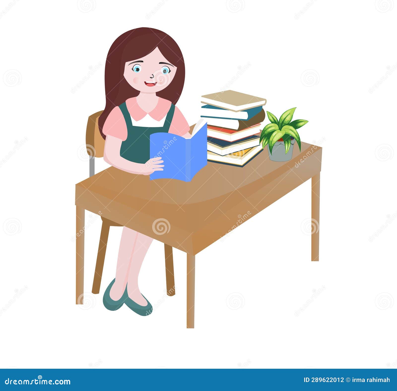 Children S Activities Sitting at the Table Reading a Book, Stock ...