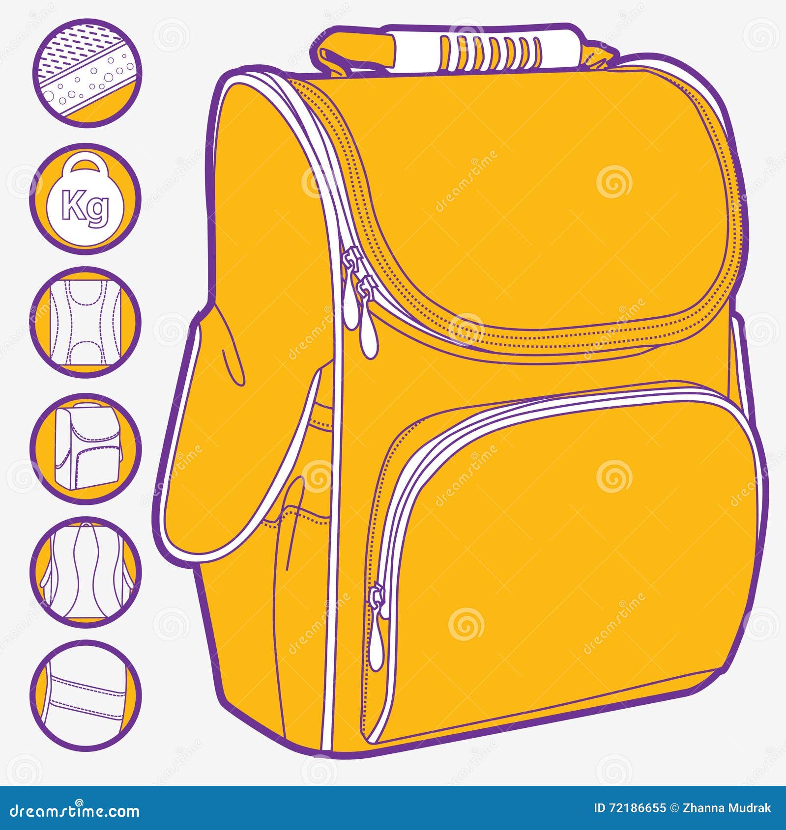Children S Backpack Loop with Icons of Parts. Stock Illustration ...