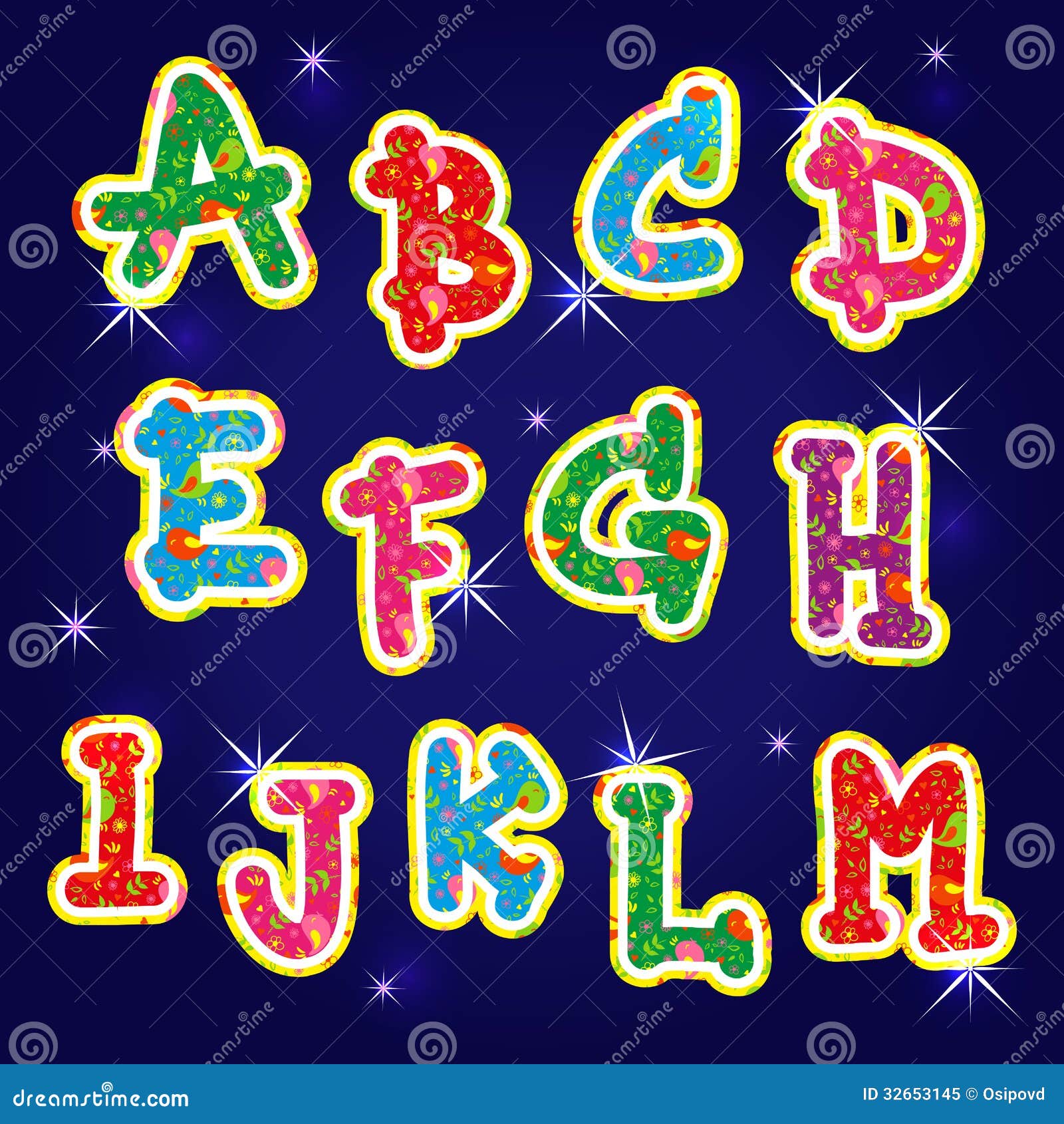 Children S Bright Alphabet First 13 Characters Stock Vector ...