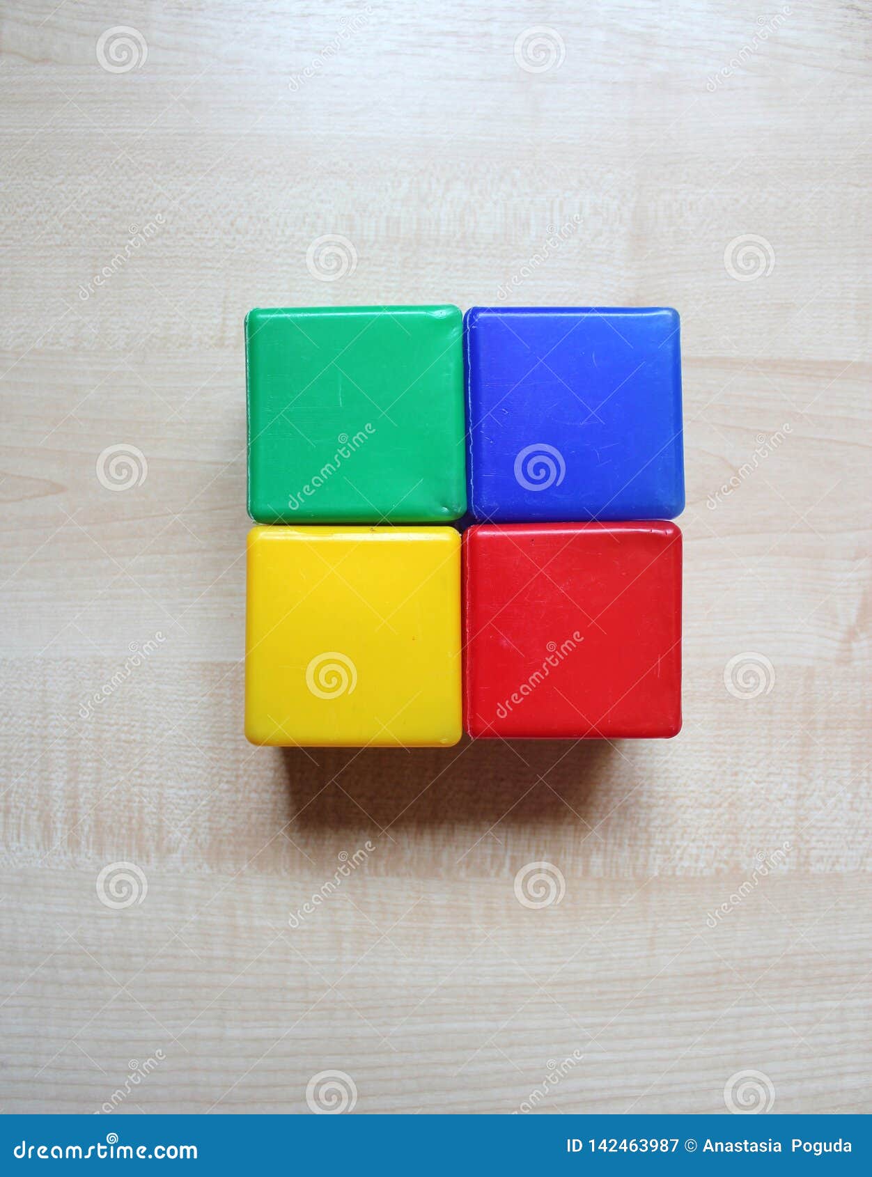 Children`s Bright Cubes on a Light Wooden Floor Stock Image - Image of ...