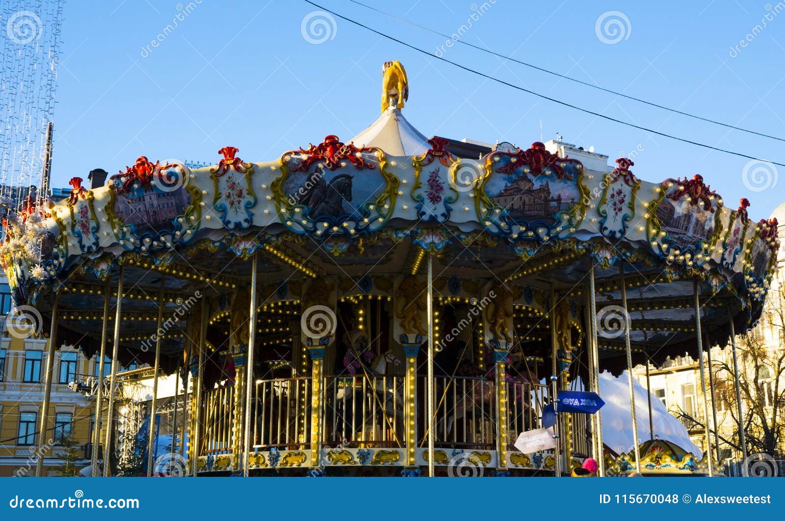 Children`s carousel editorial stock photo. Image of kyiv - 115670048