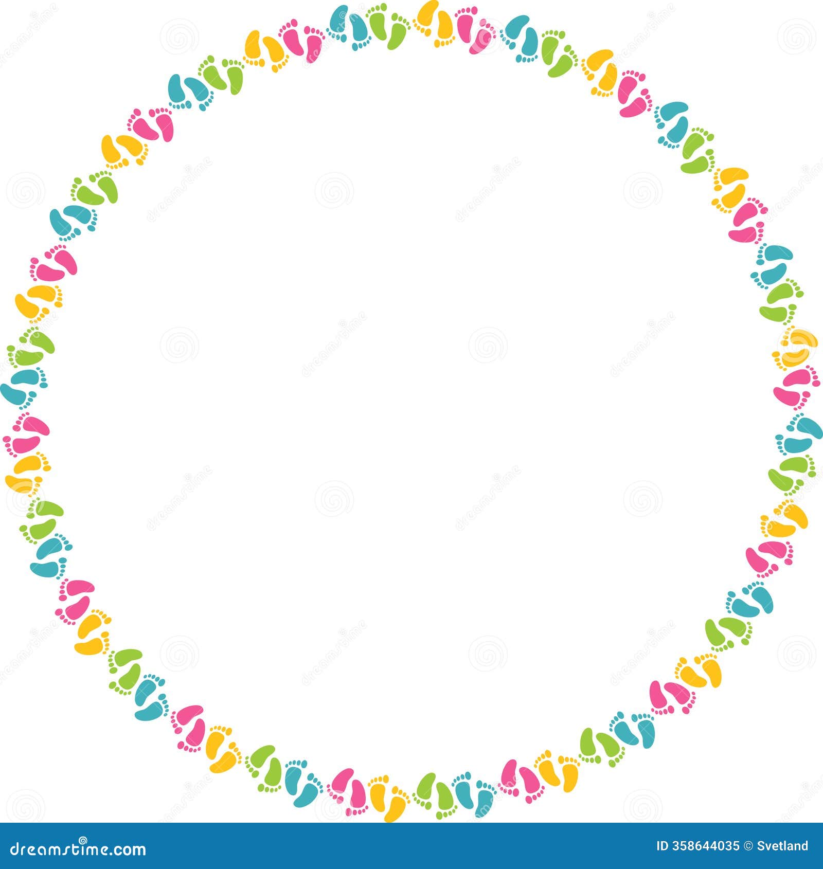 Children S Colorful Footprints. Border, Frame Stock Illustration ...