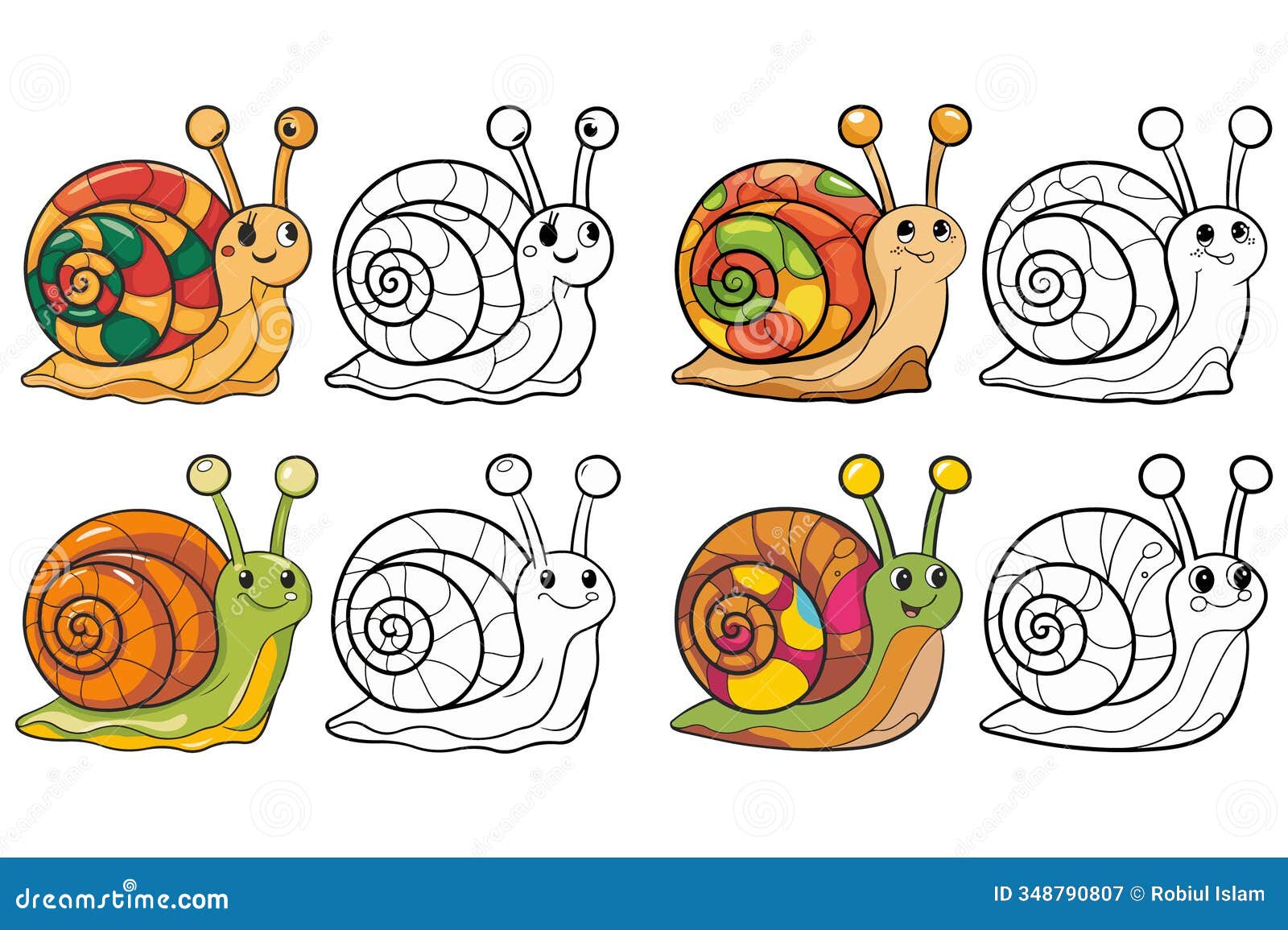 Children S Coloring Book Page Snail Vector Design Stock Illustration ...