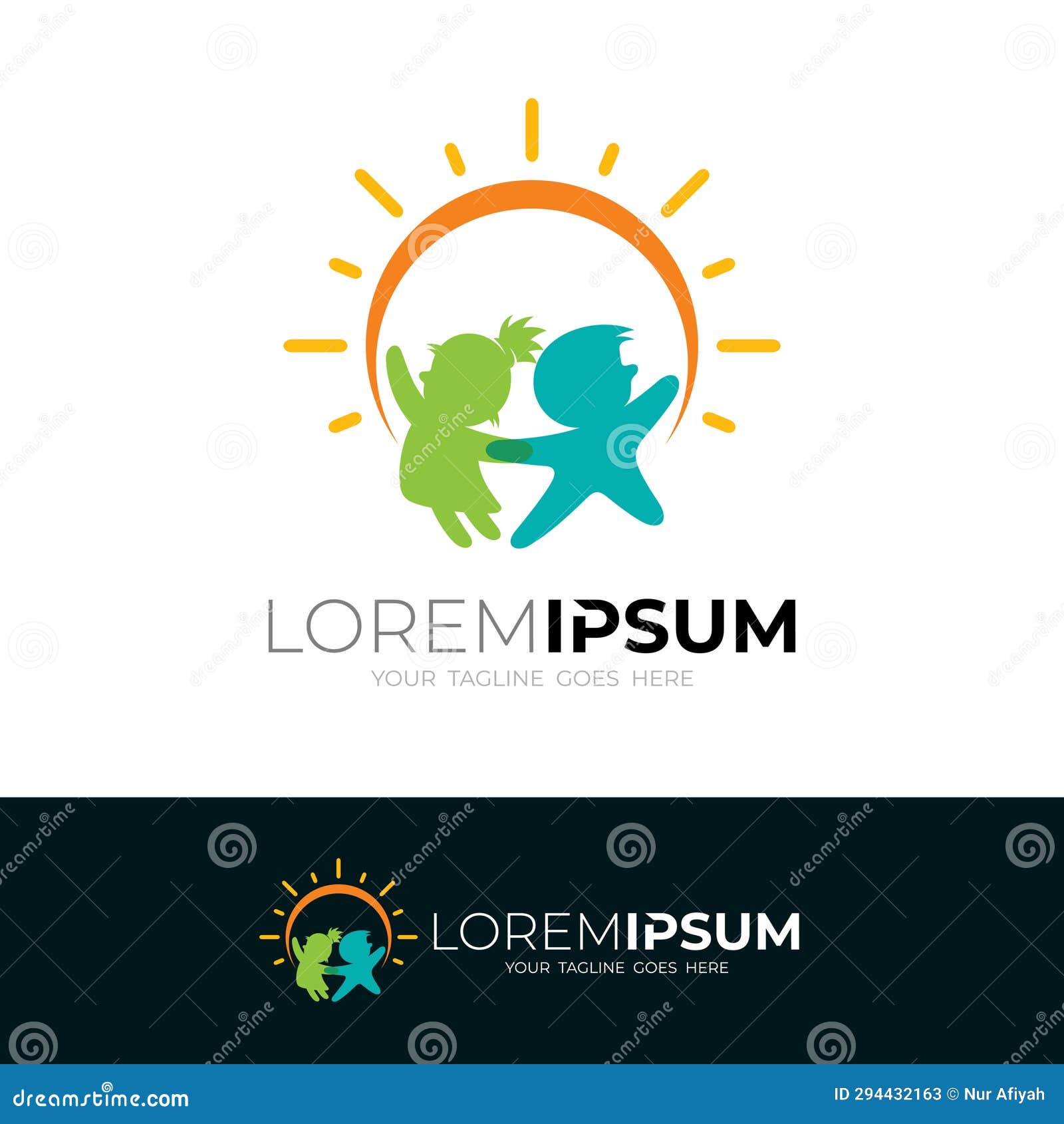 Children S Community Logo Icon of Two Small Children Playing Stock ...