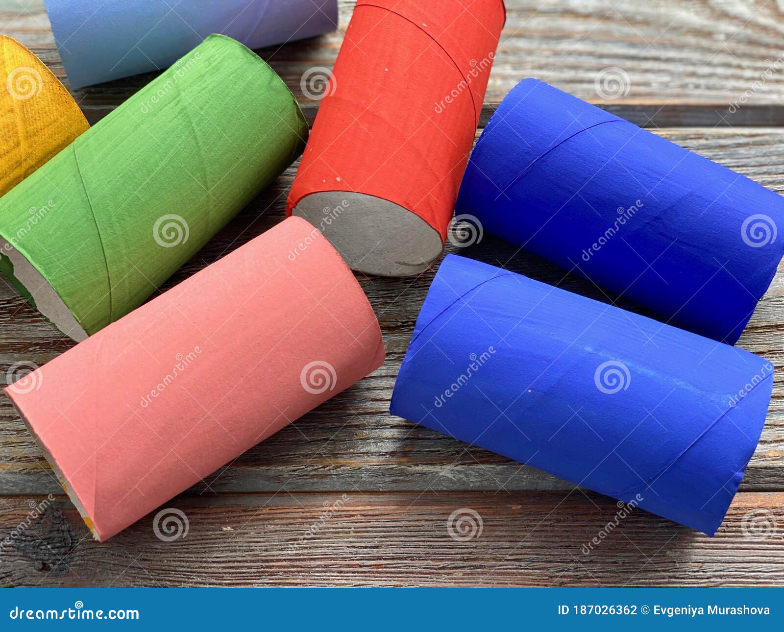 Children`s Creativity, Paint Paper Rolls for DIY Stock Photo - Image of ...