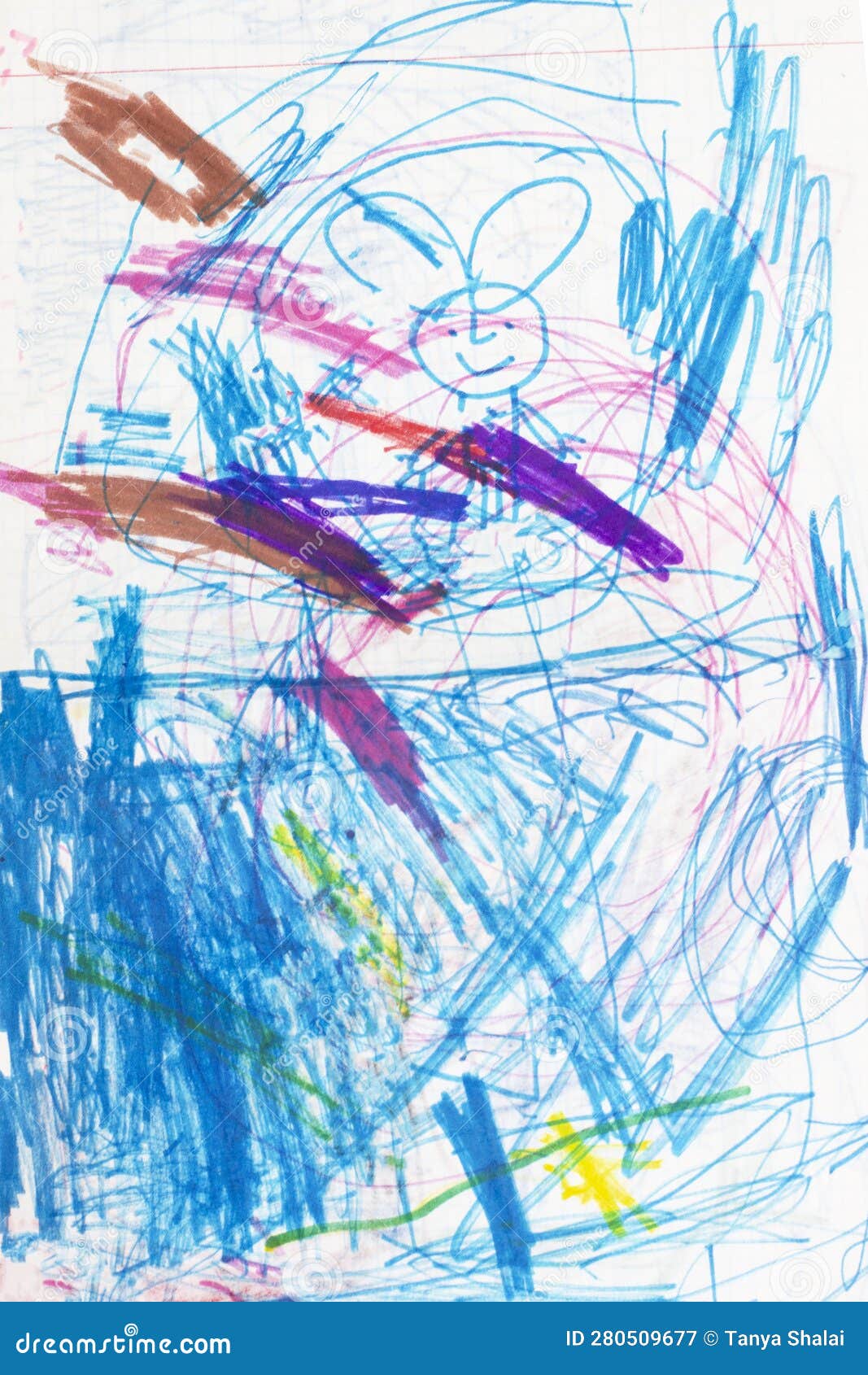 Scribbles. Real Drawing of a Small Child. Drawing by Felt-tip Pens Stock Image - Image of ...