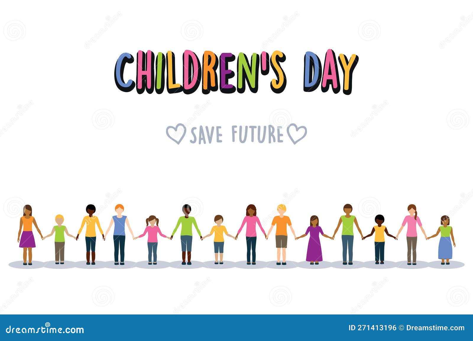 Children S Day Save Future Childhood Concept Children Group Stock ...