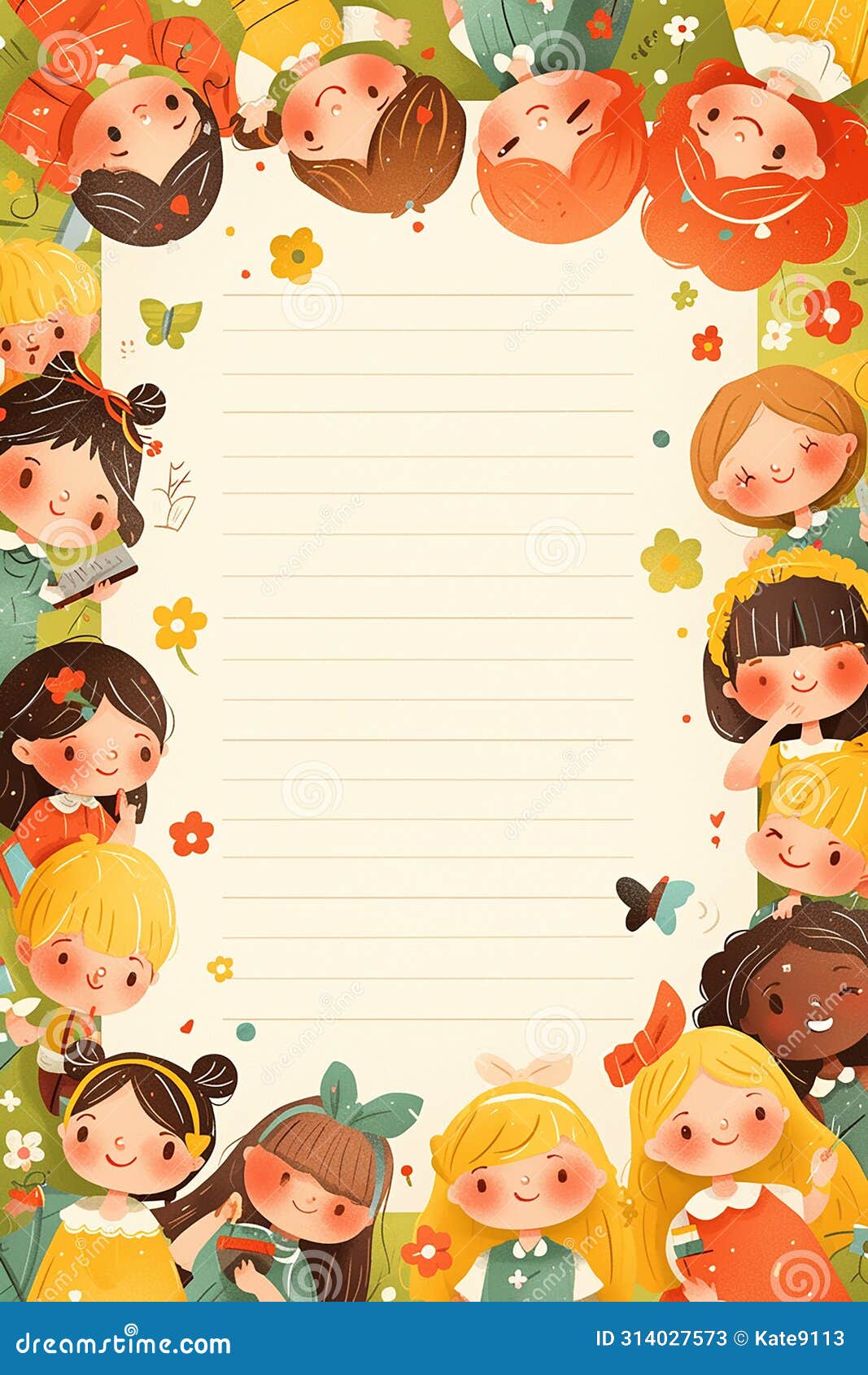 Children S Day Text Frame Border Kids Stock Image - Image of friendship ...