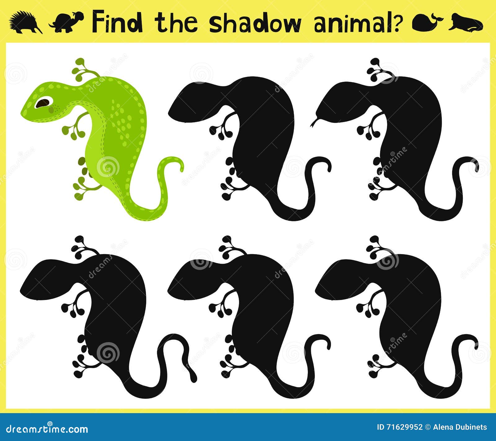 Children S Developing Game To Find an Appropriate Shadow Animal Lizards ...
