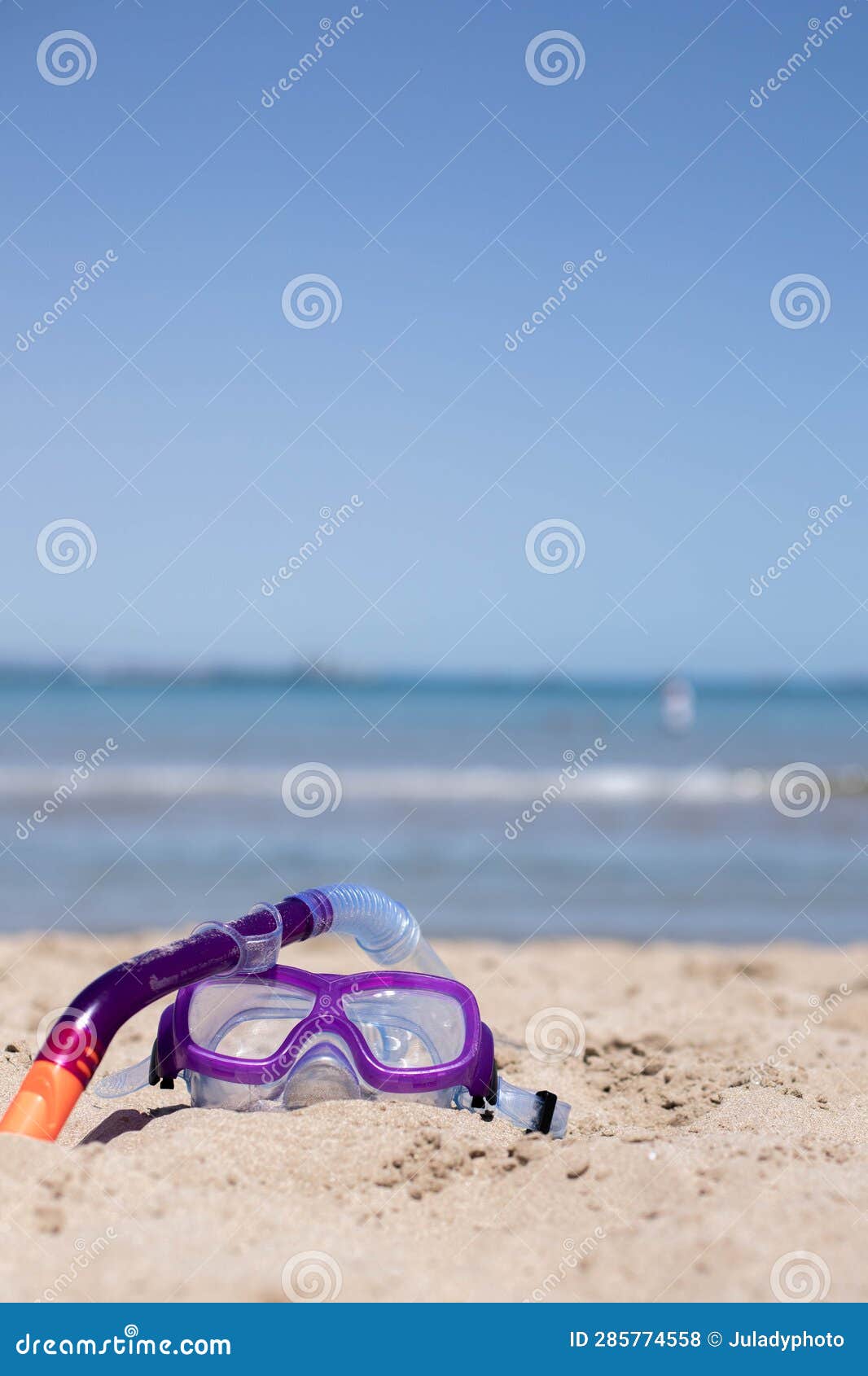 Children S Diving Mask on the Sand at the Beach Stock Photo - Image of ...