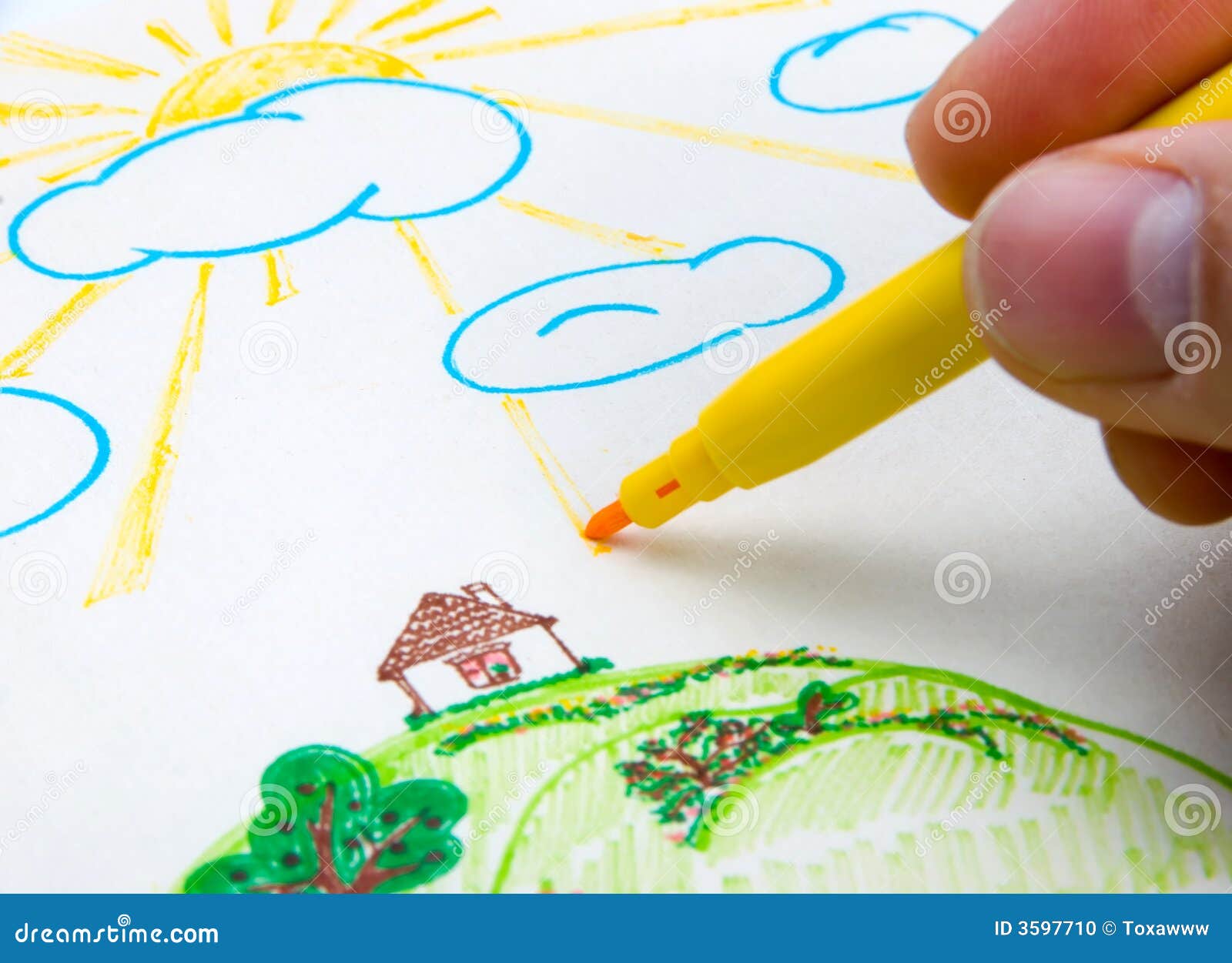 Children s drawing stock photo. Image of horizontal, greeting - 3597710